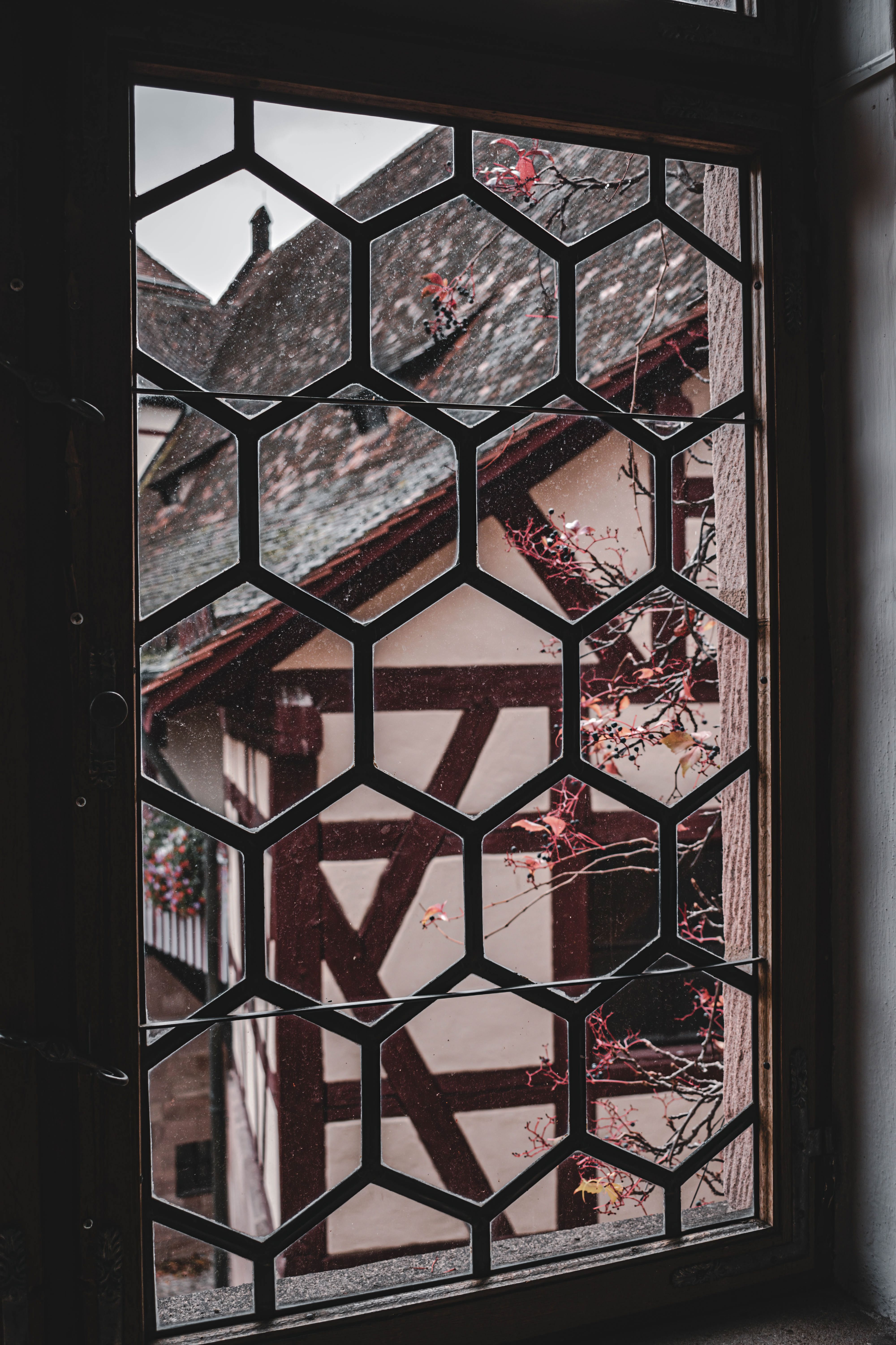 Medieval Architecture View Through Leaded Window · Free Stock Photo