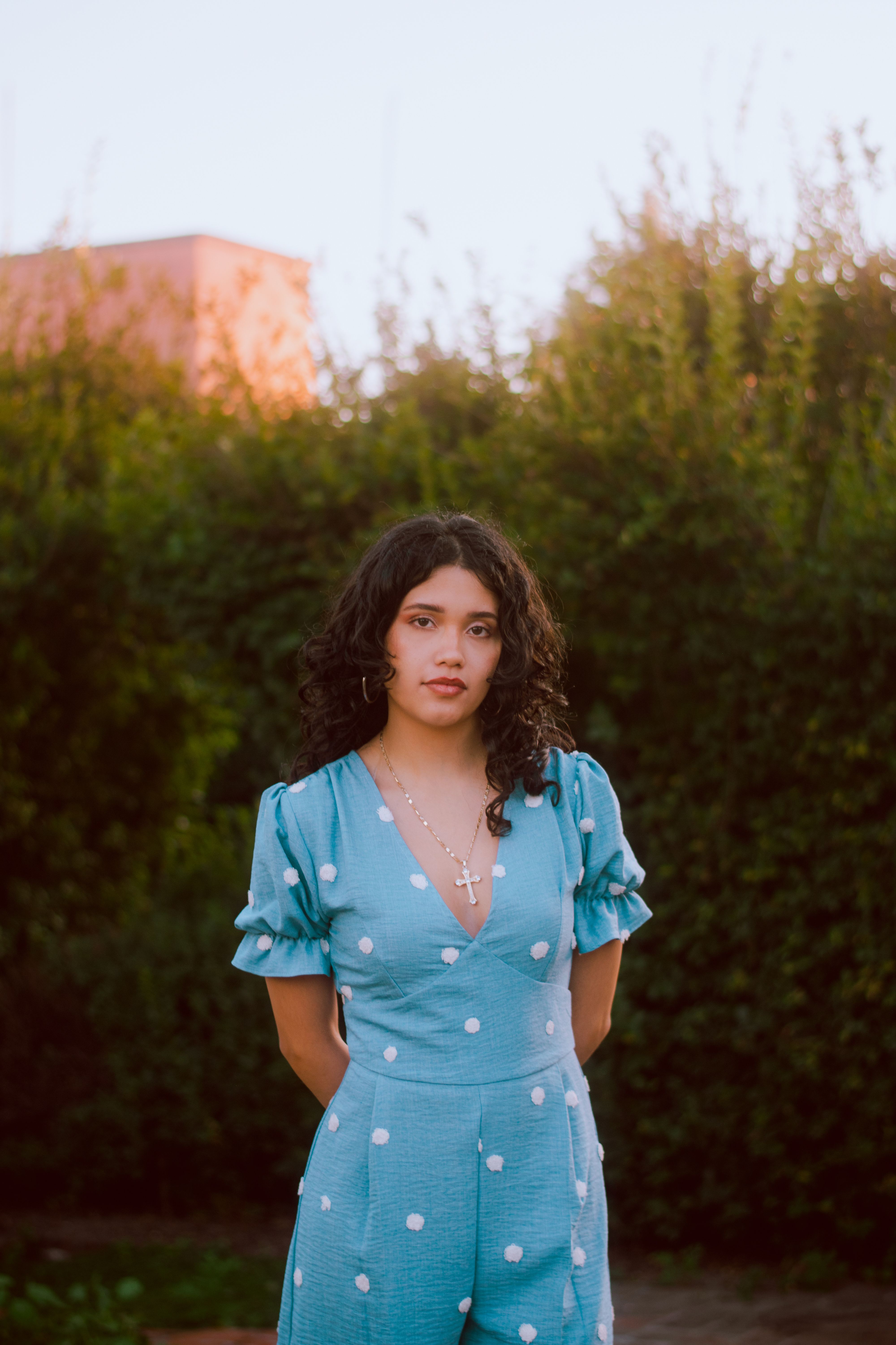 Woman in Blue Dress Outdoors Portrait · Free Stock Photo