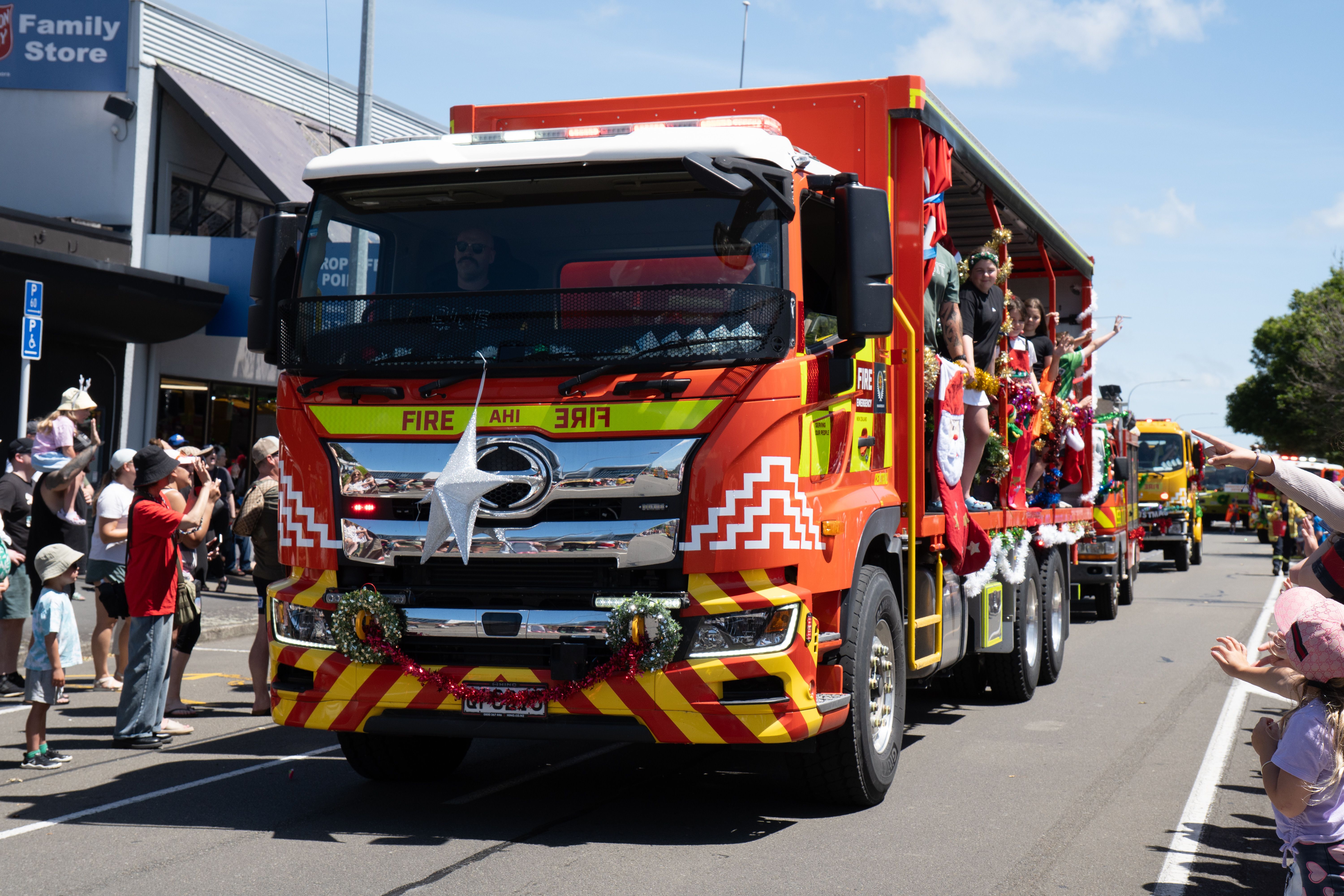 Festive Fire Truck in Santa Parade Celebration · Free Stock Photo