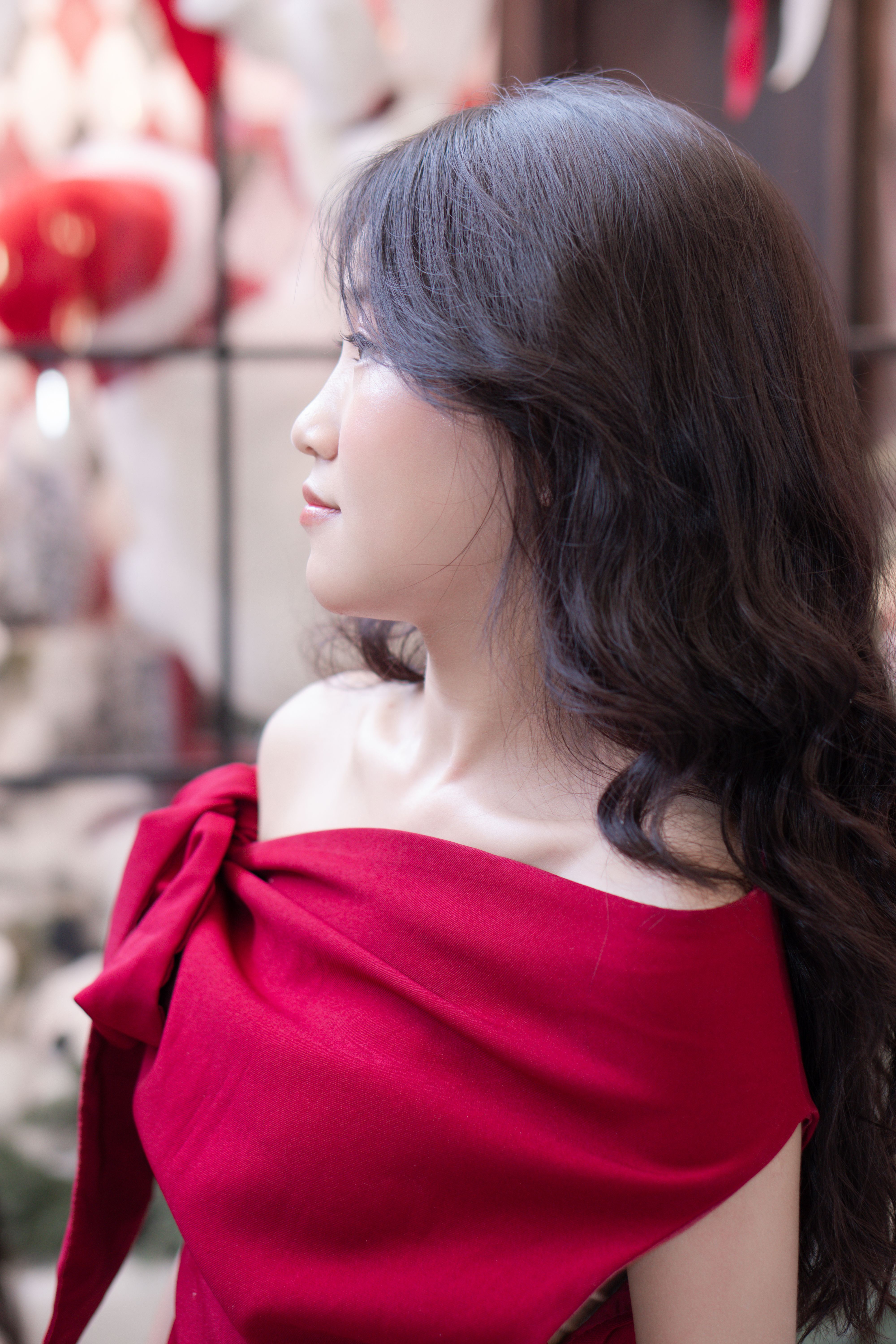 Elegant Woman in Red Dress Side Profile · Free Stock Photo