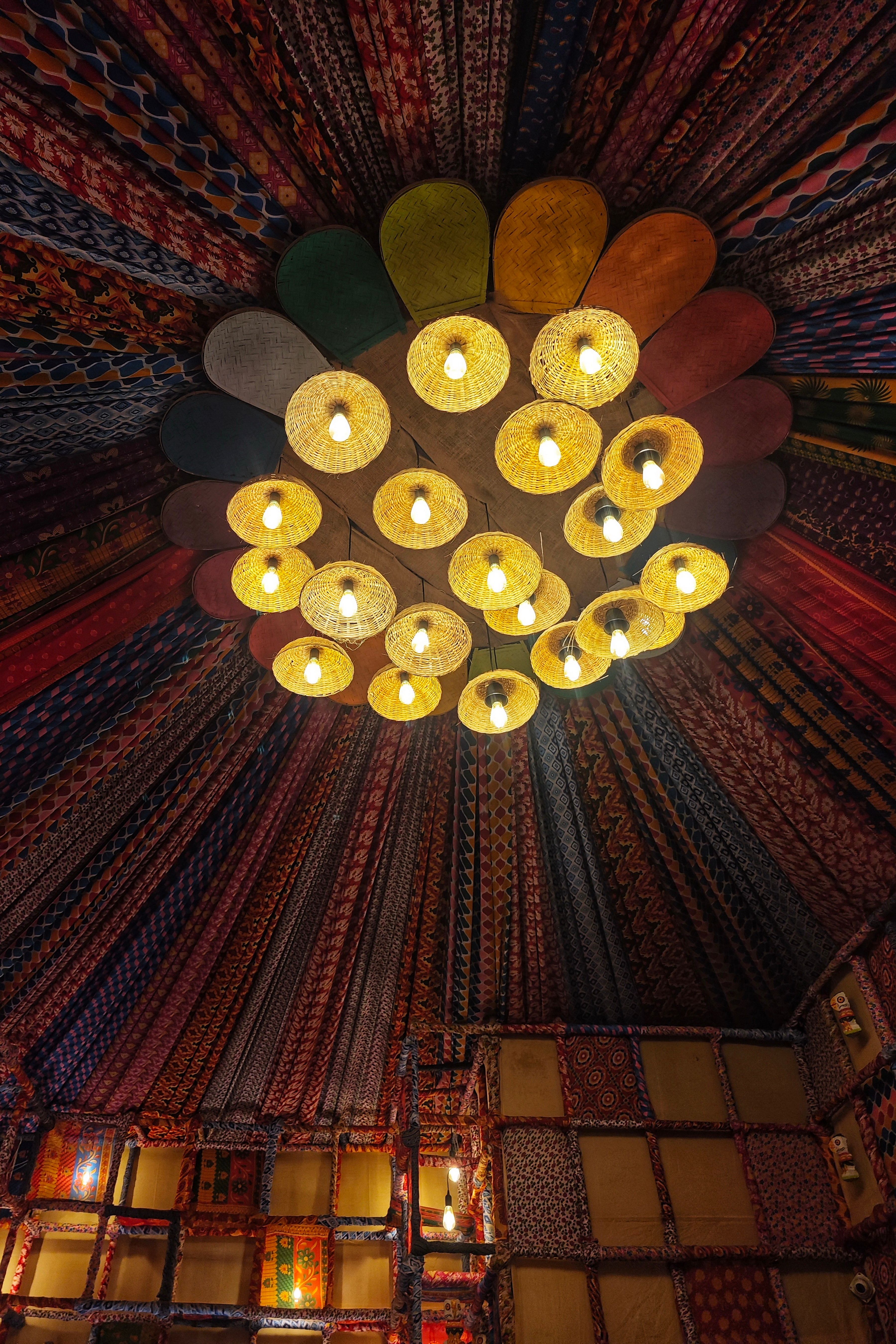 Colorful Ceiling with Decorative Lamps in Kolkata · Free Stock Photo