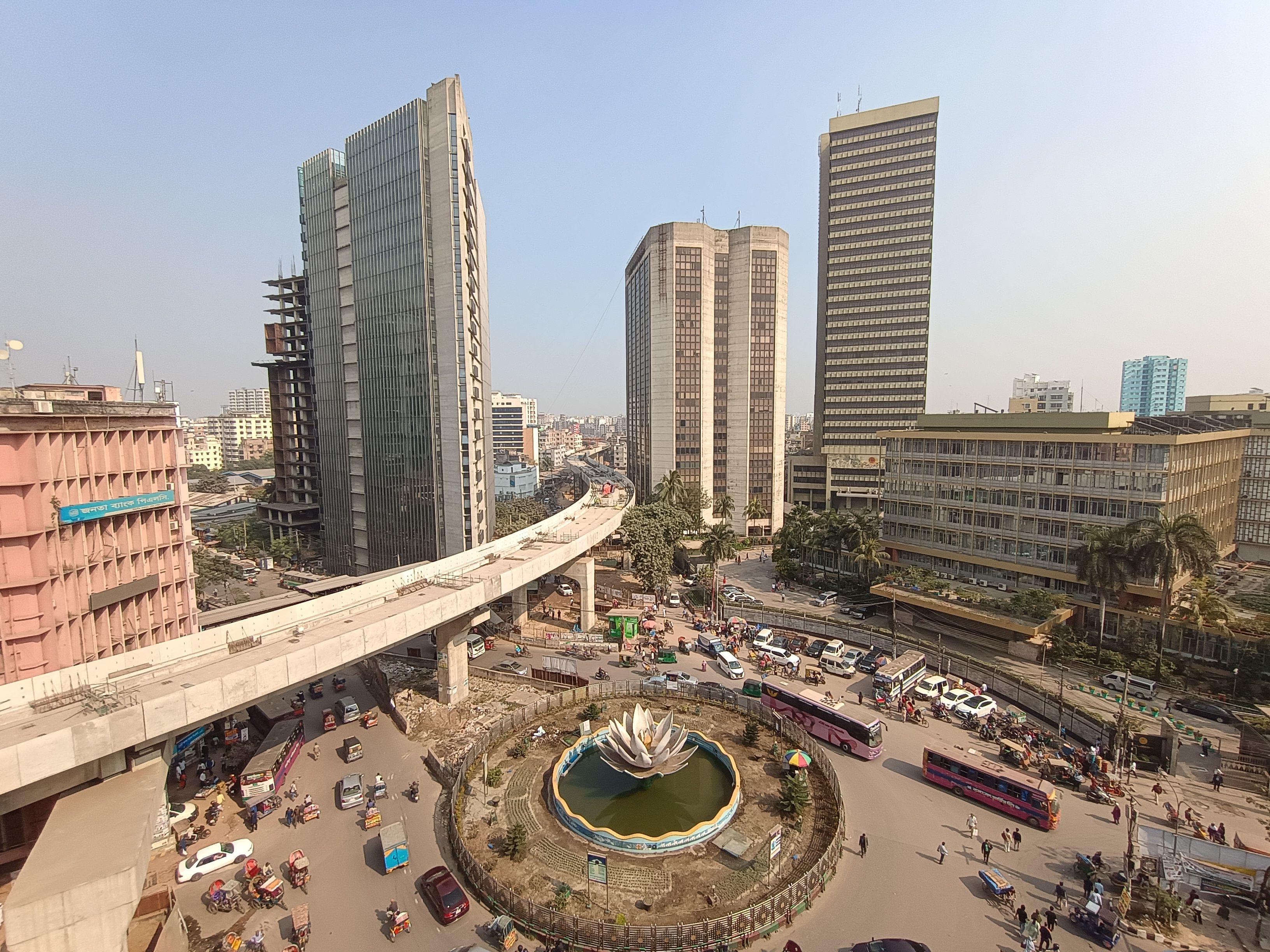 Dhaka City Skyline with Busy Streets and Metro · Free Stock Photo