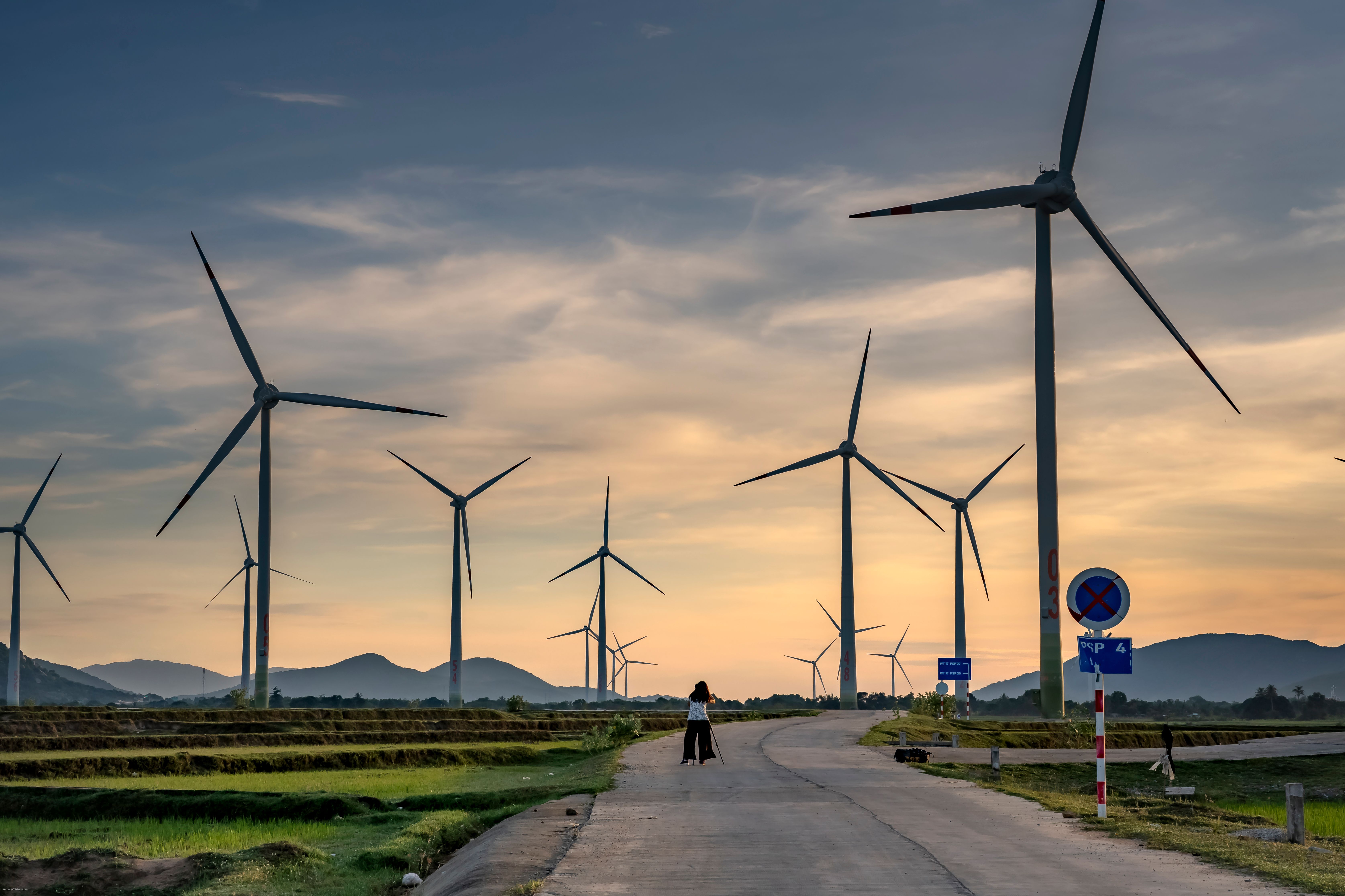 Majestic Wind Farm at Sunset in Vietnam · Free Stock Photo