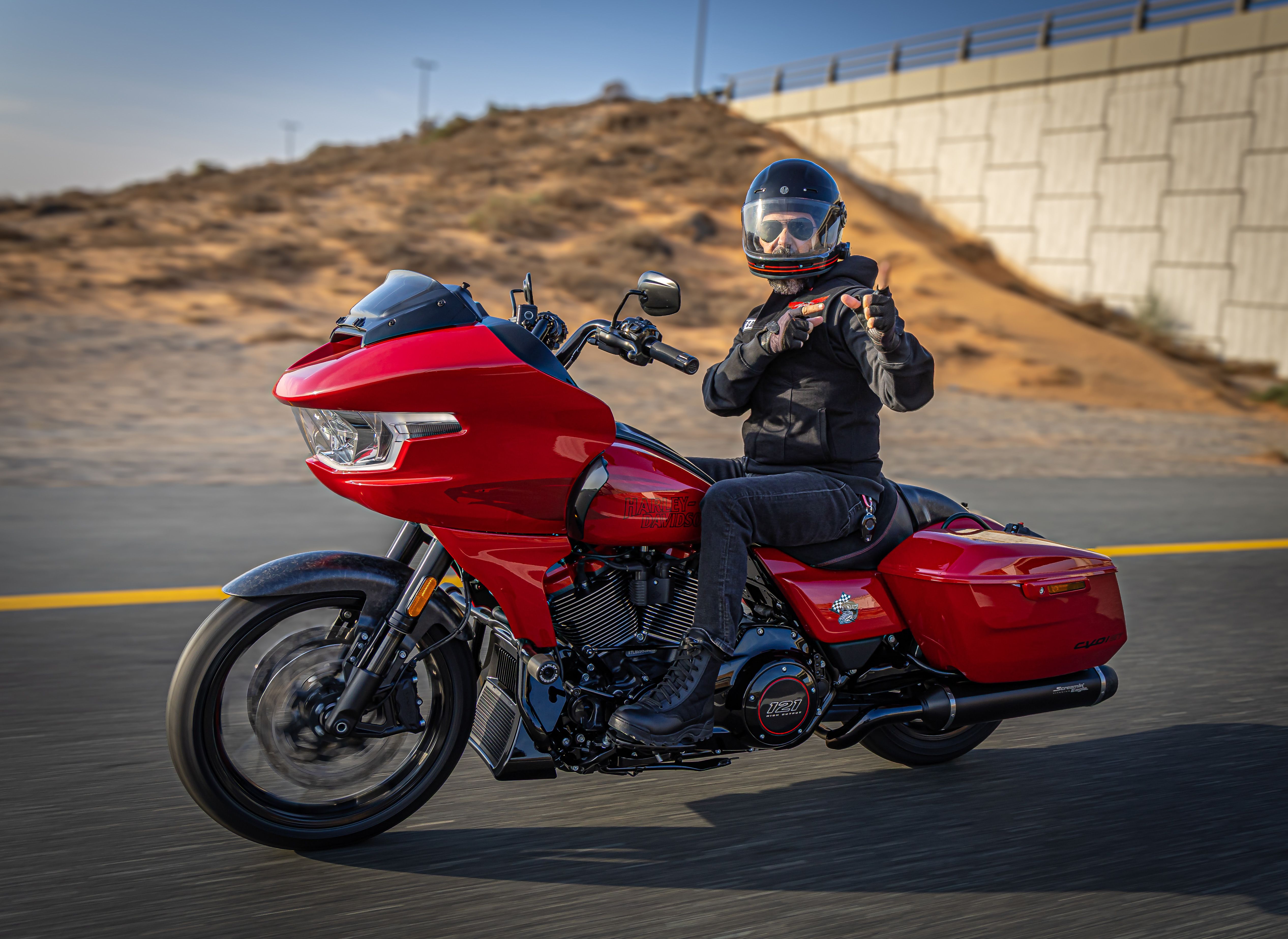 Motorcyclist Riding Harley Davidson in Dubai · Free Stock Photo