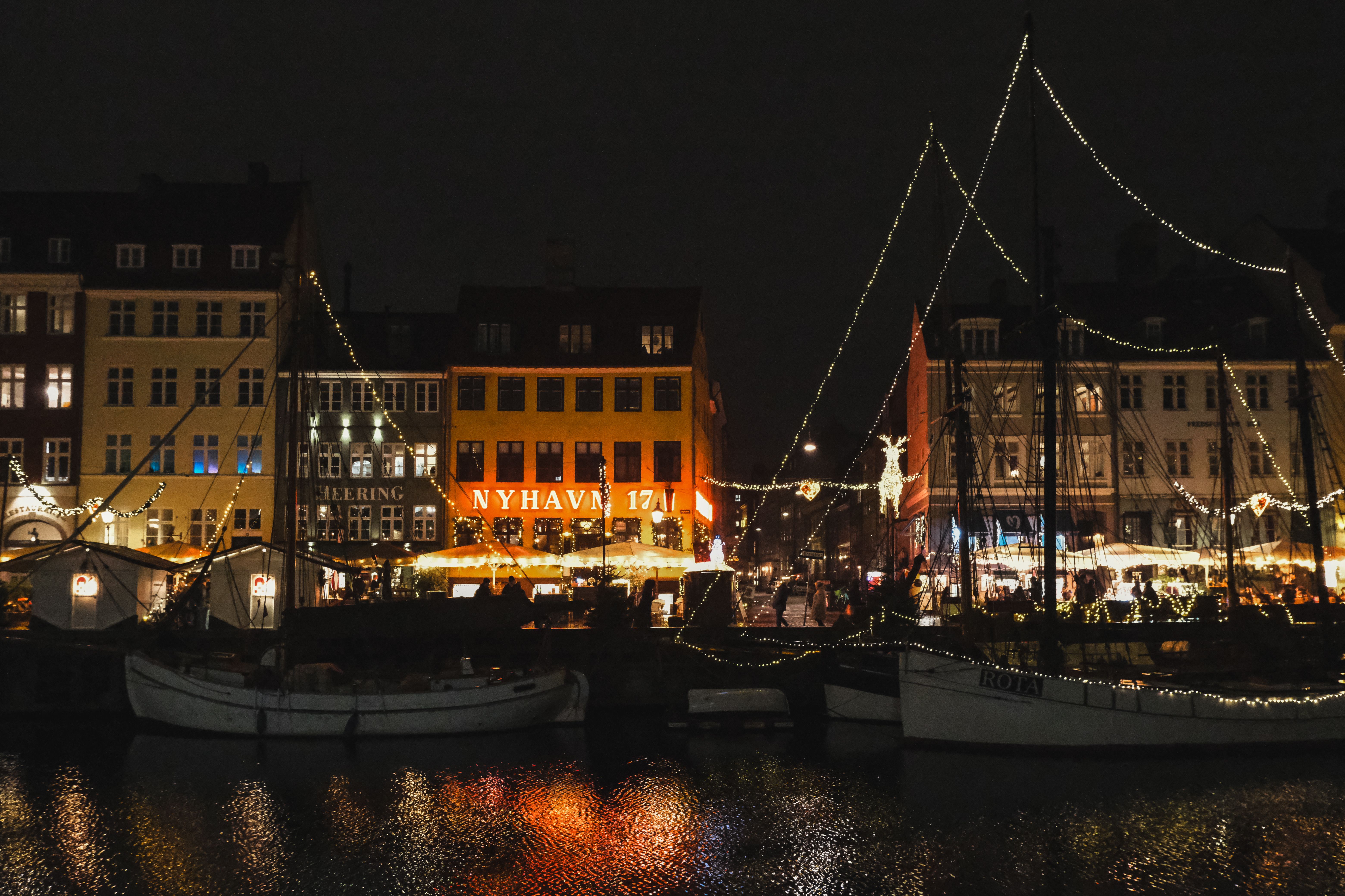 Scenic Night View of Nyhavn Copenhagen · Free Stock Photo