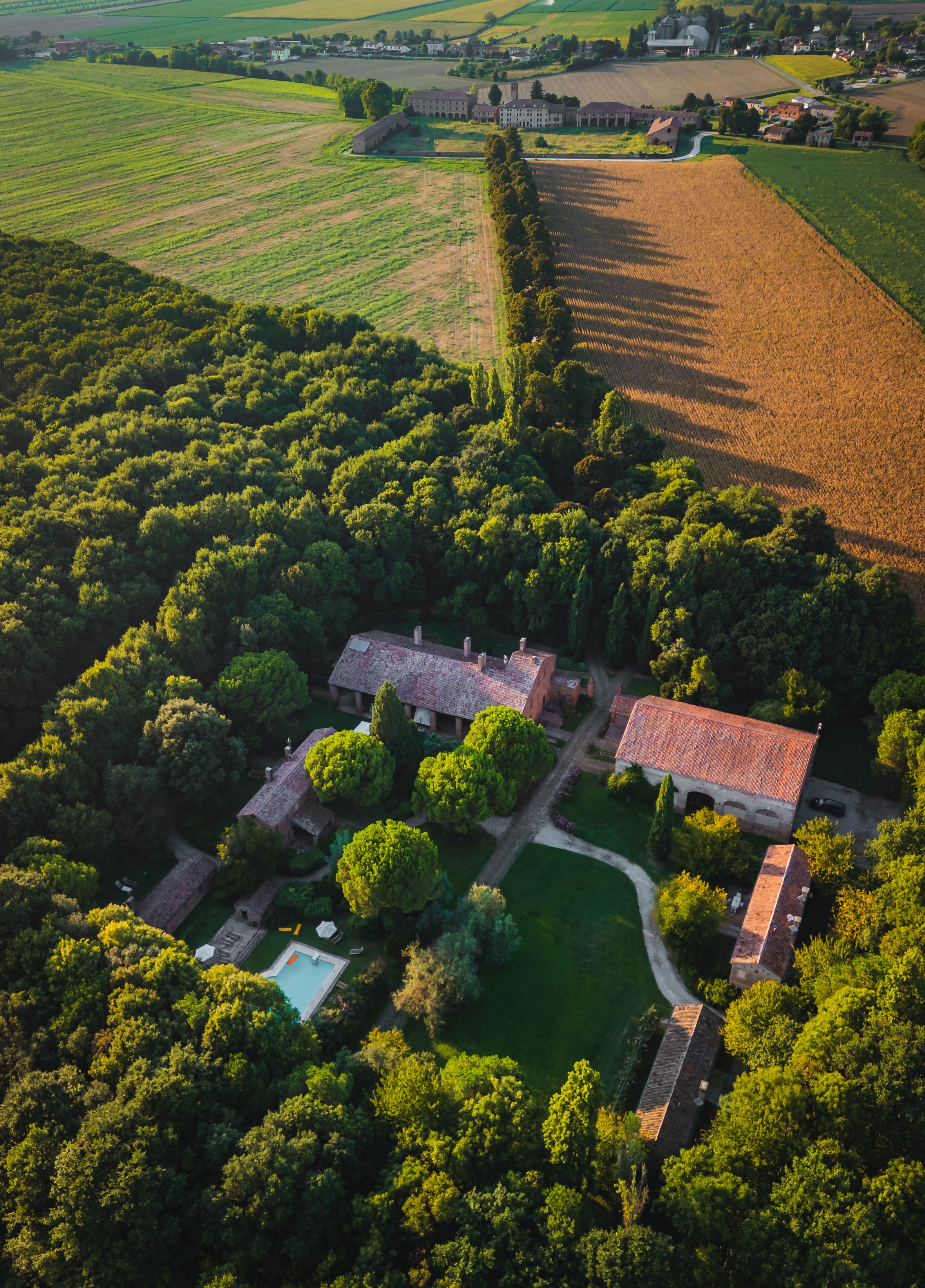 Aerial View of Rustic Italian Countryside Estate · Free Stock Photo