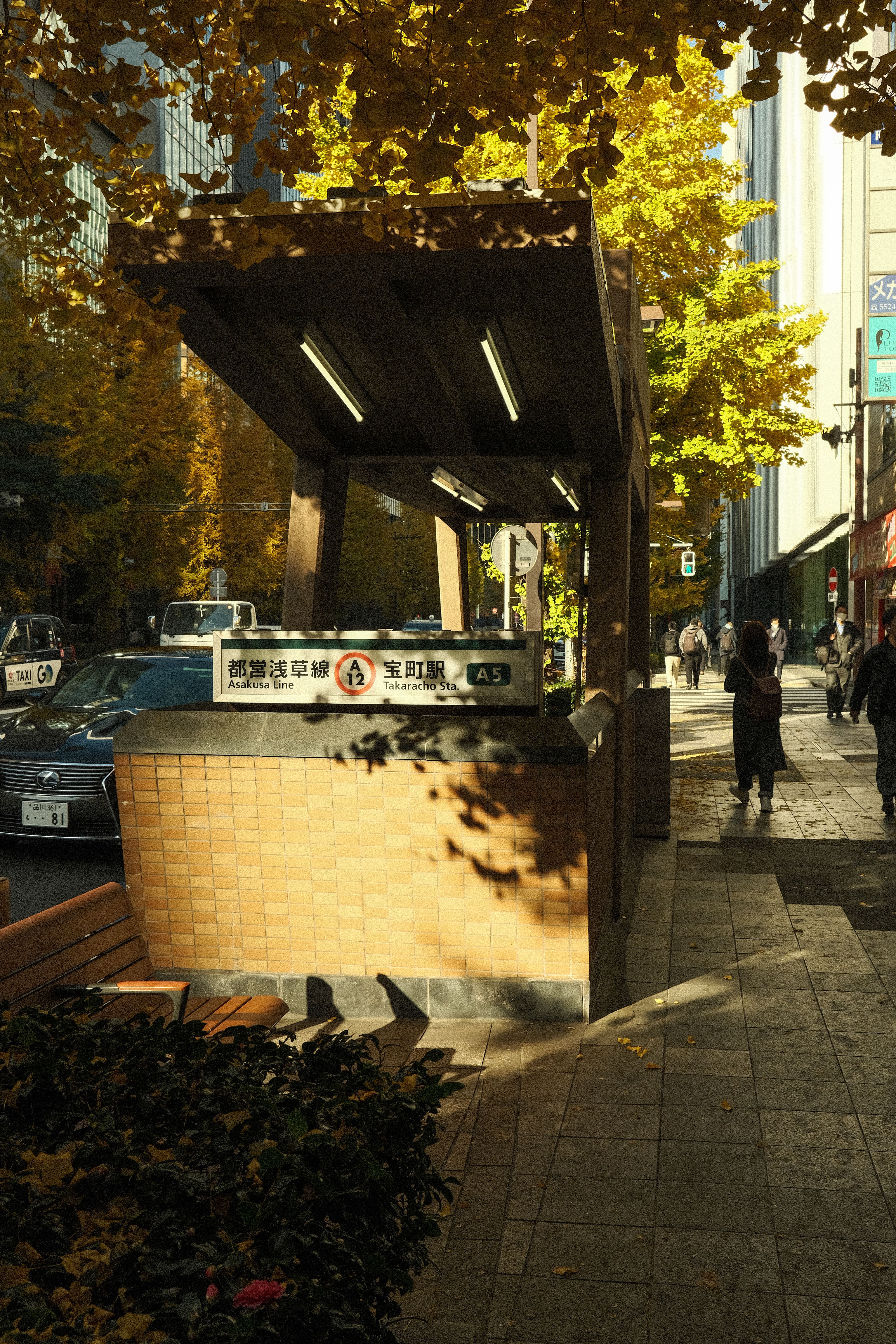 Urban Autumn Scene with Subway Entrance · Free Stock Photo