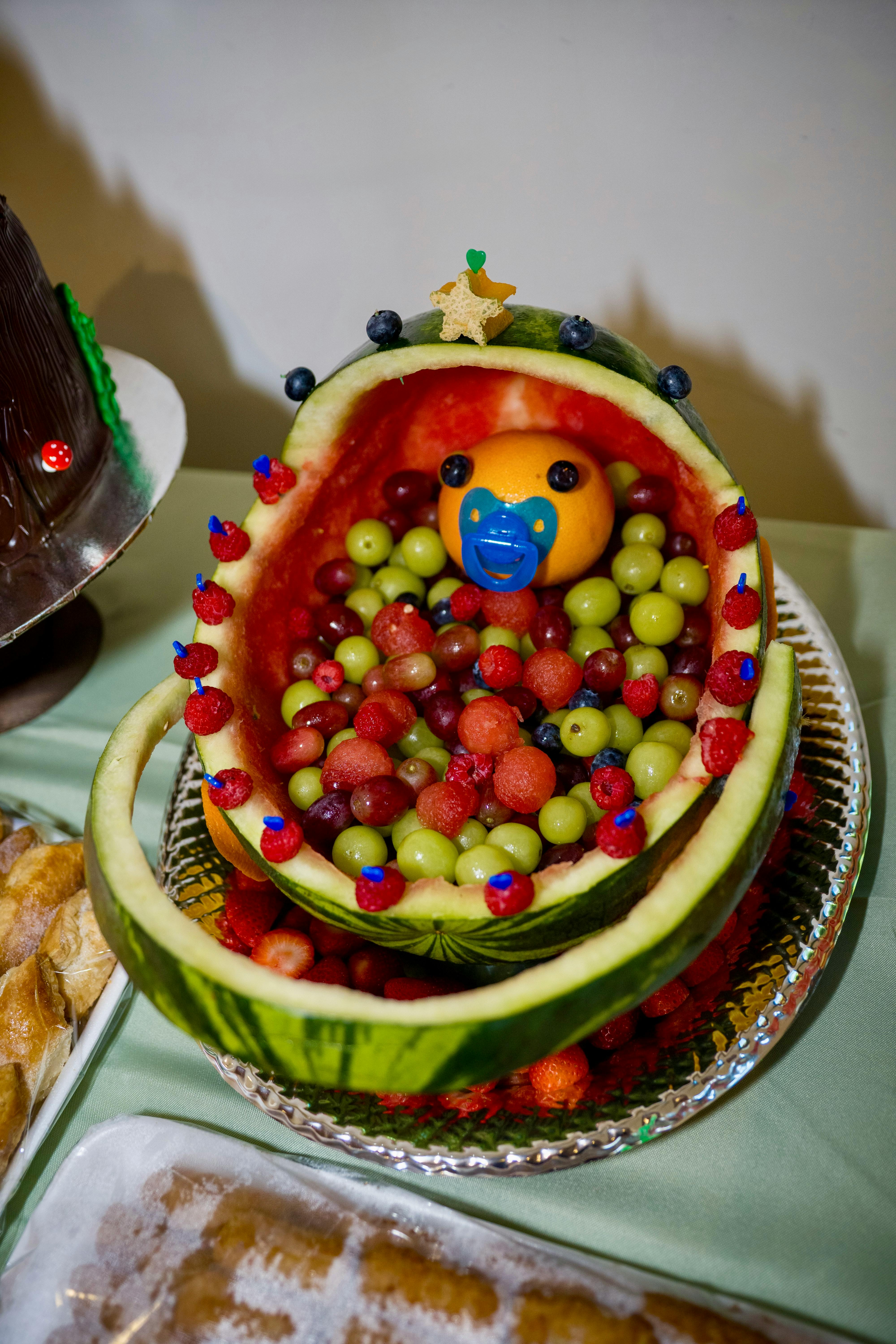 Creative Fruit Display of Watermelon Baby Carriage · Free Stock Photo