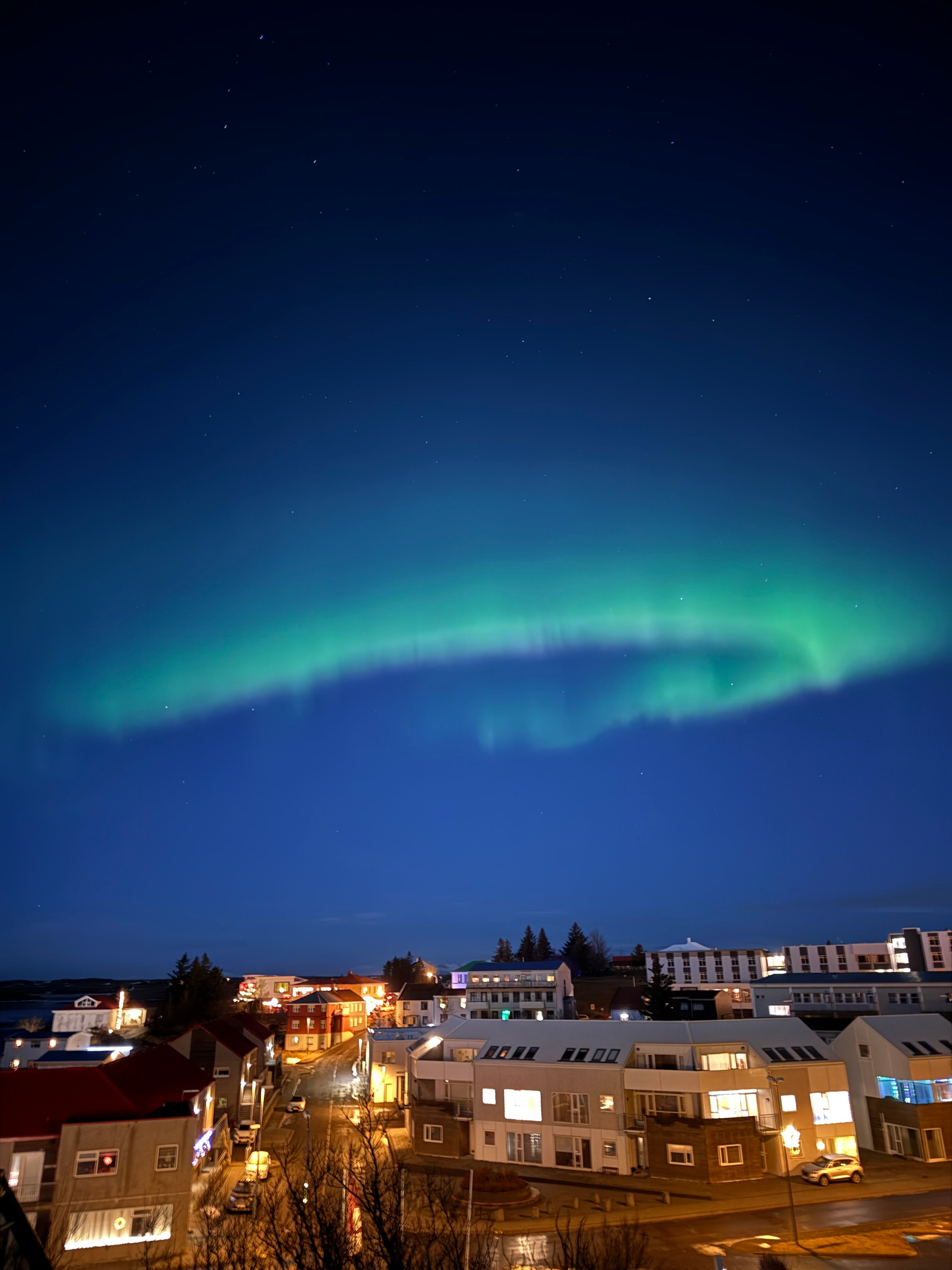 Northern Lights Over Borgarnes Iceland at Night · Free Stock Photo