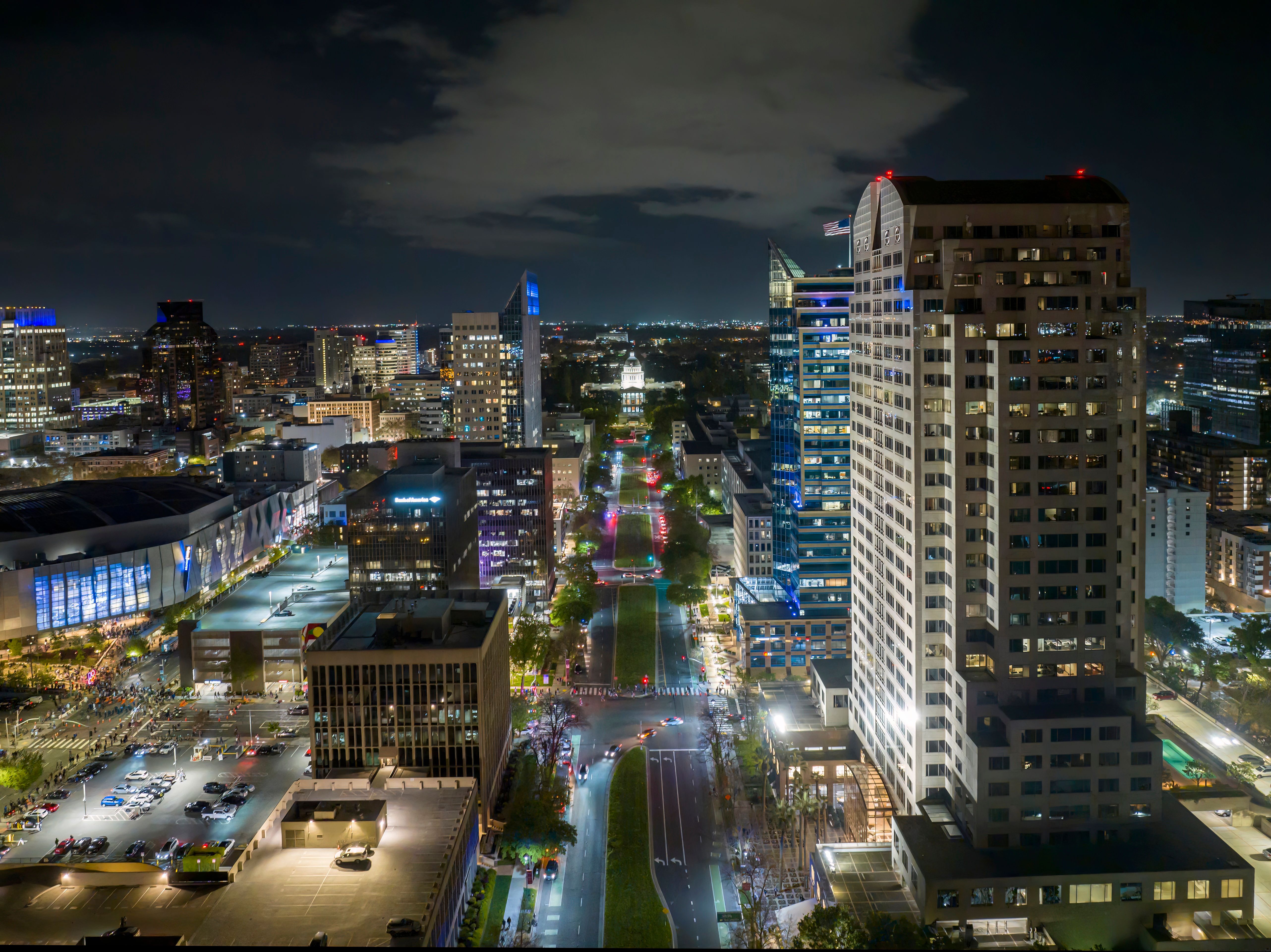 Aerial View of Buildings at Night · Free Stock Photo