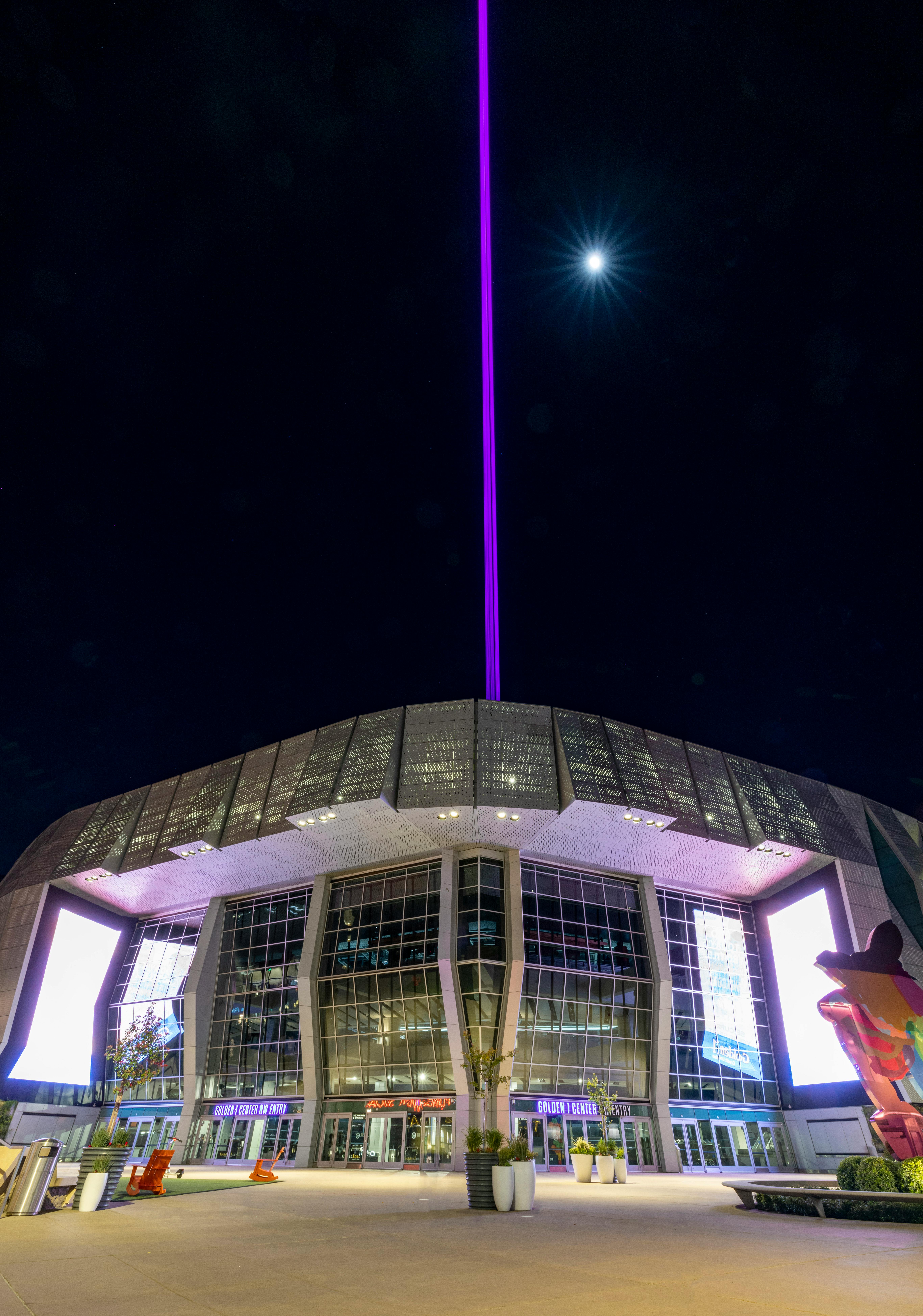Illuminated Arena Front View at Night · Free Stock Photo