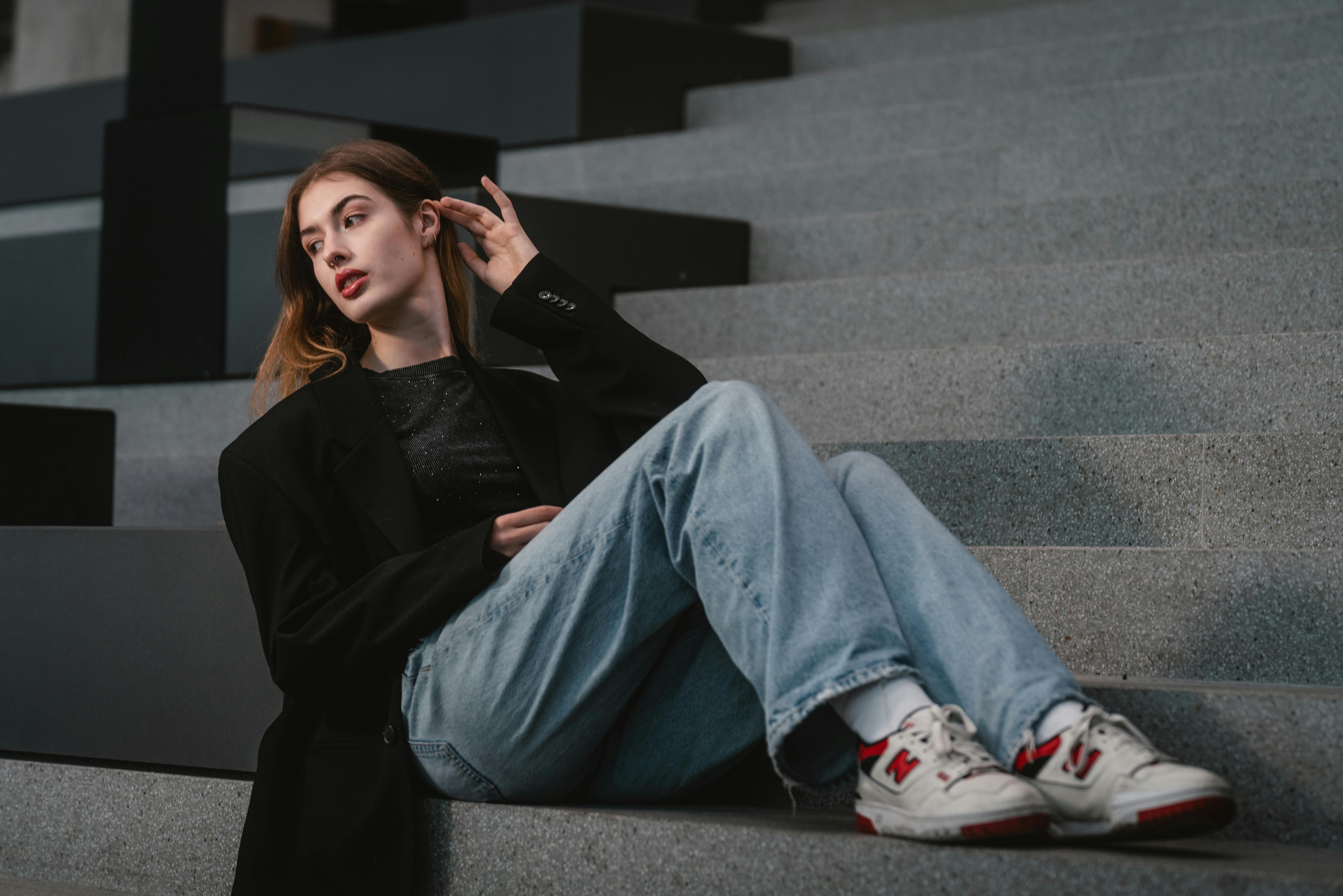 Modern Fashion Portrait on Urban Steps · Free Stock Photo