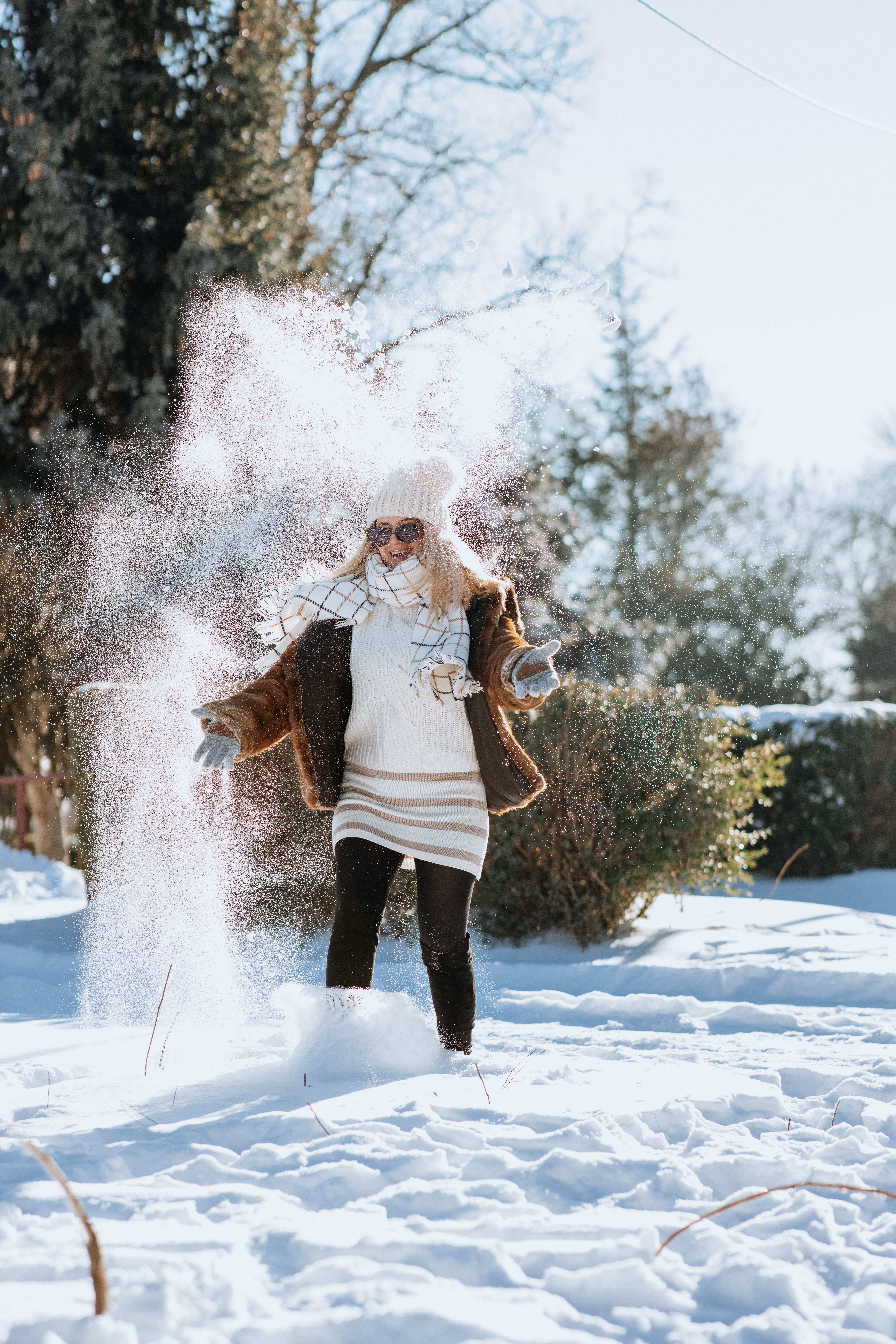 Woman Enjoying Snow in Winter Wonderland · Free Stock Photo