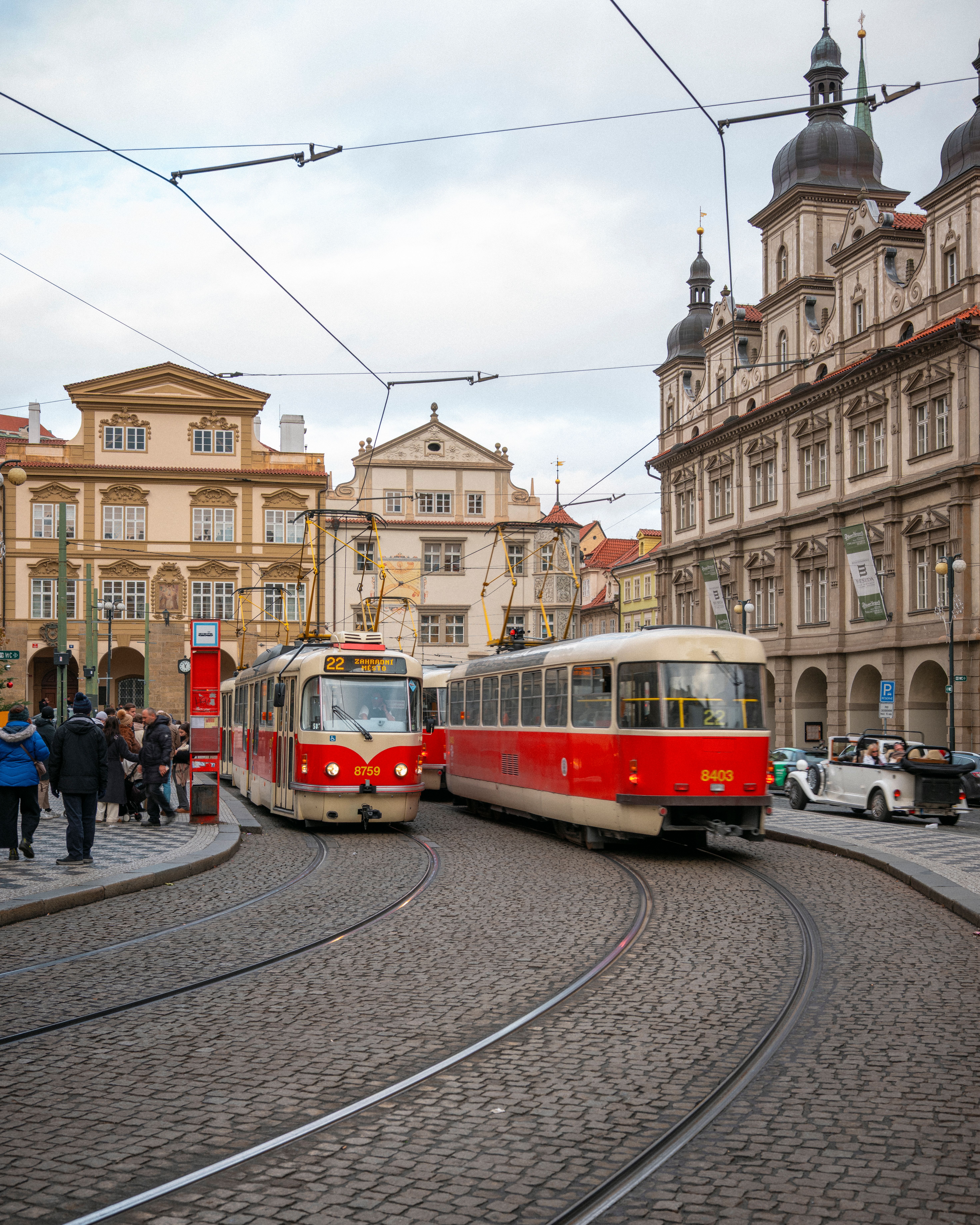 Historic Trams on Cobbled Streets of Prague · Free Stock Photo