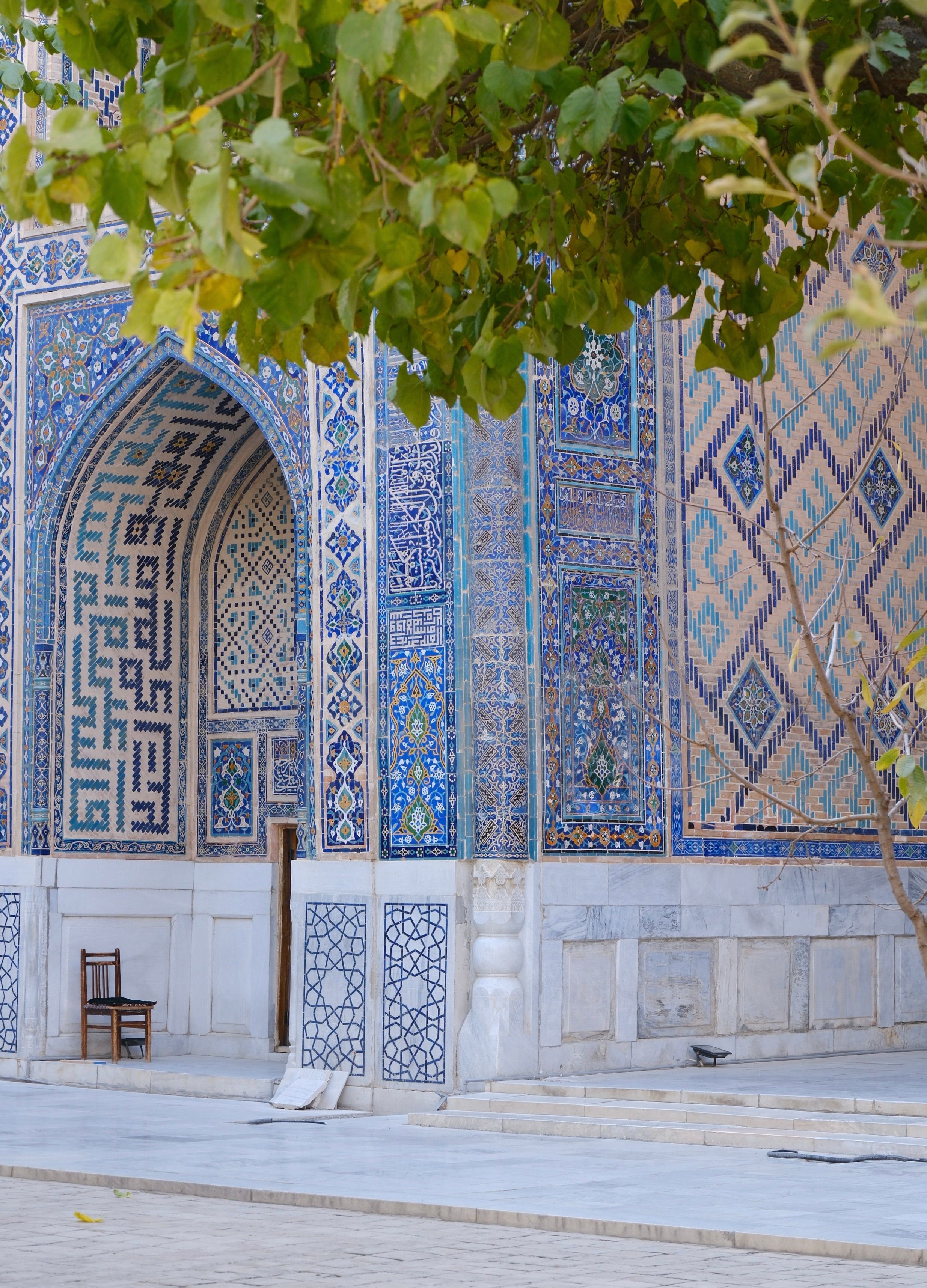 Intricate Tile Patterns at Samarkand Mosque · Free Stock Photo