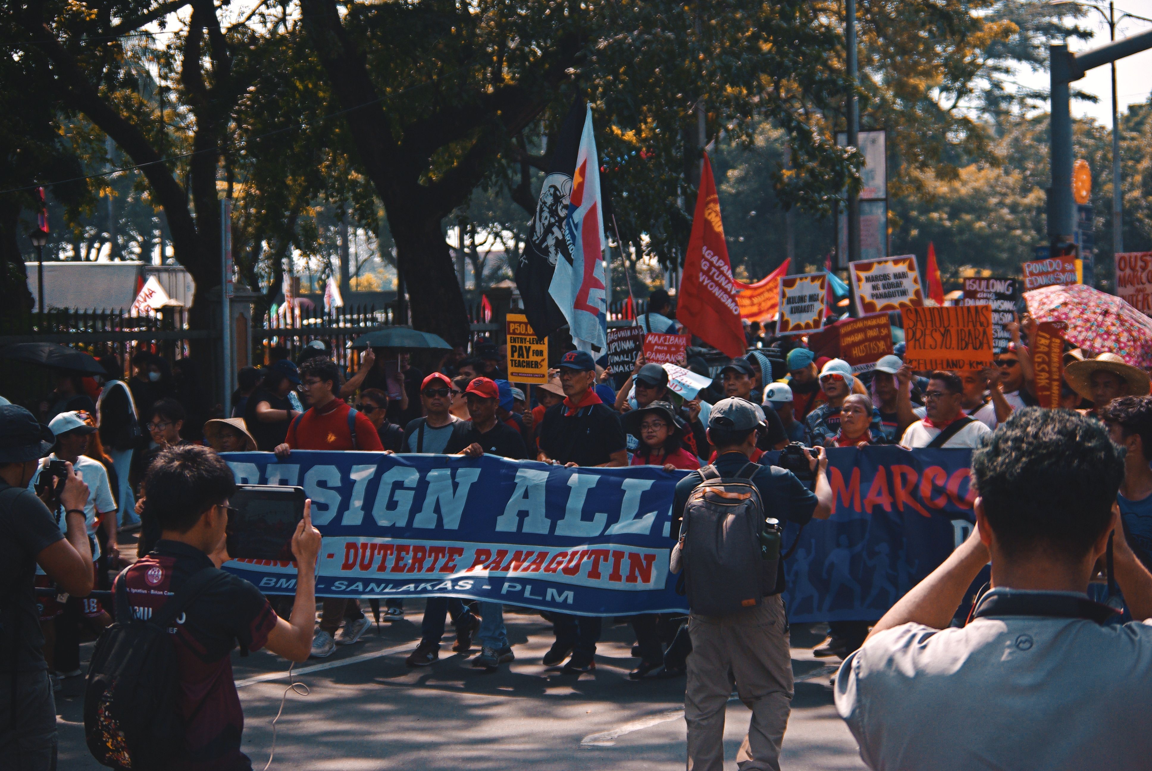 Street Protest Rally with Activists and Banners · Free Stock Photo