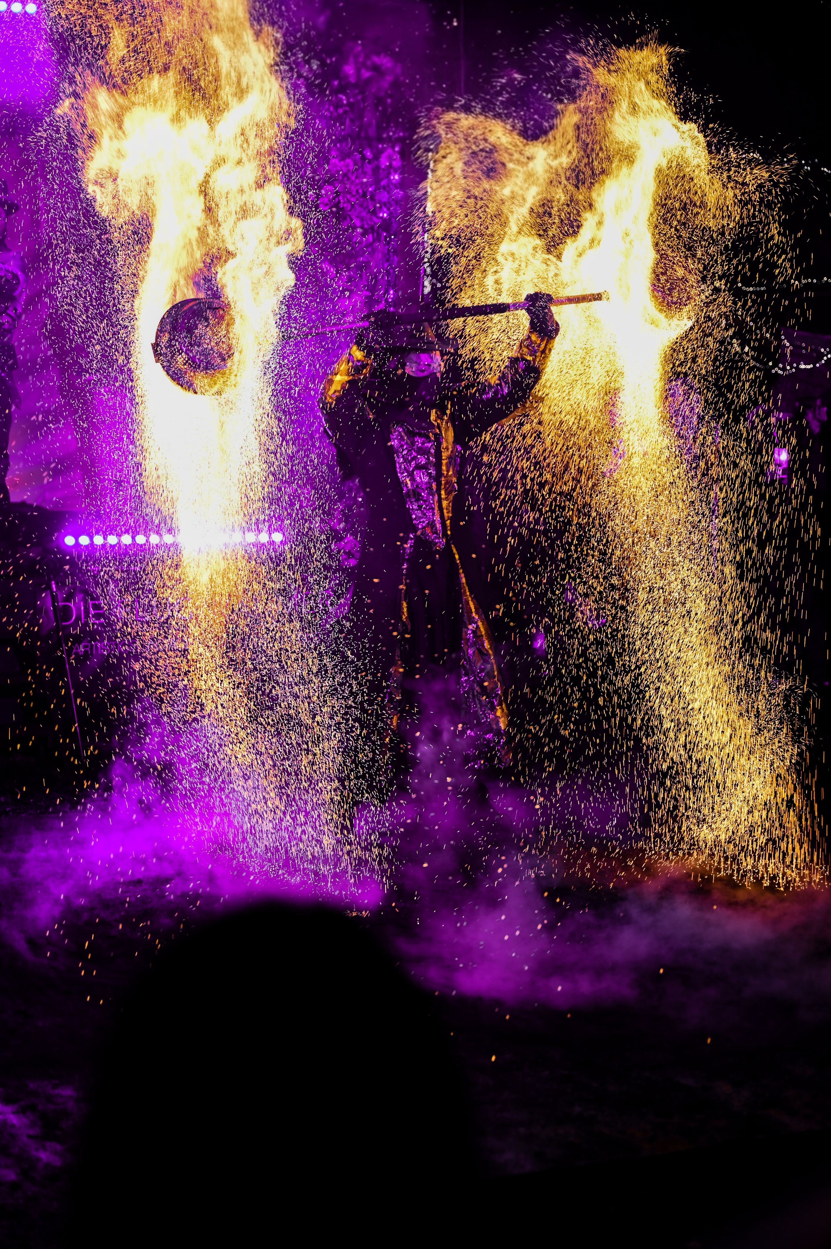 Dramatic Fire Performance with Stunning Light Effects · Free Stock Photo