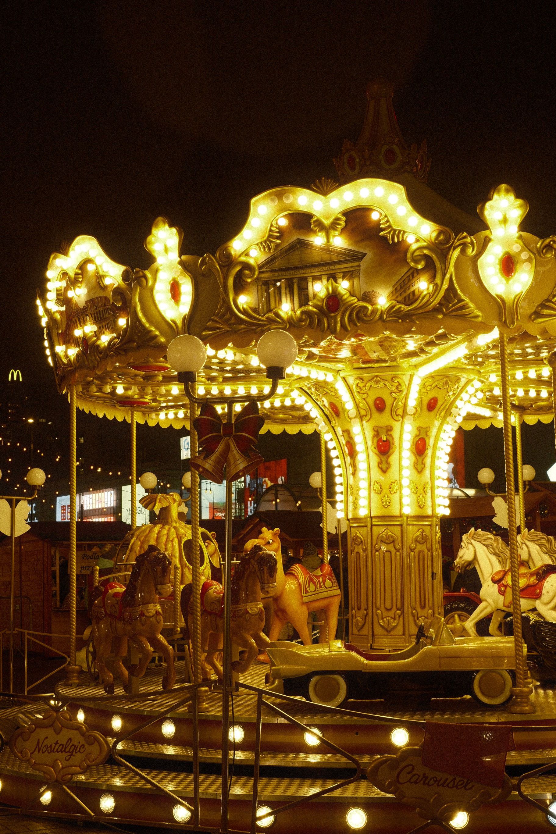 Illuminated Carousel at Night · Free Stock Photo