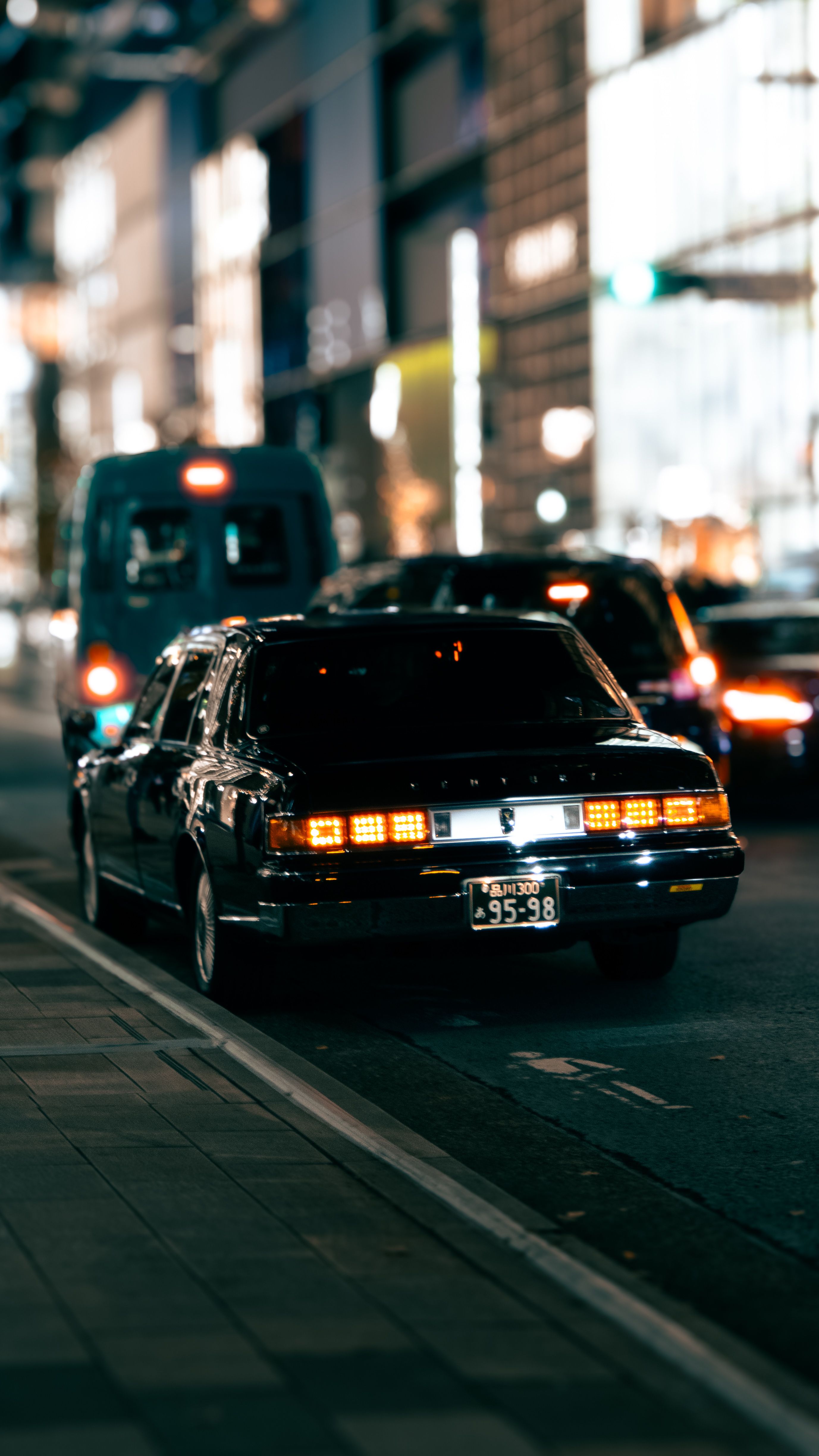 Nighttime City Street with Classic Car · Free Stock Photo