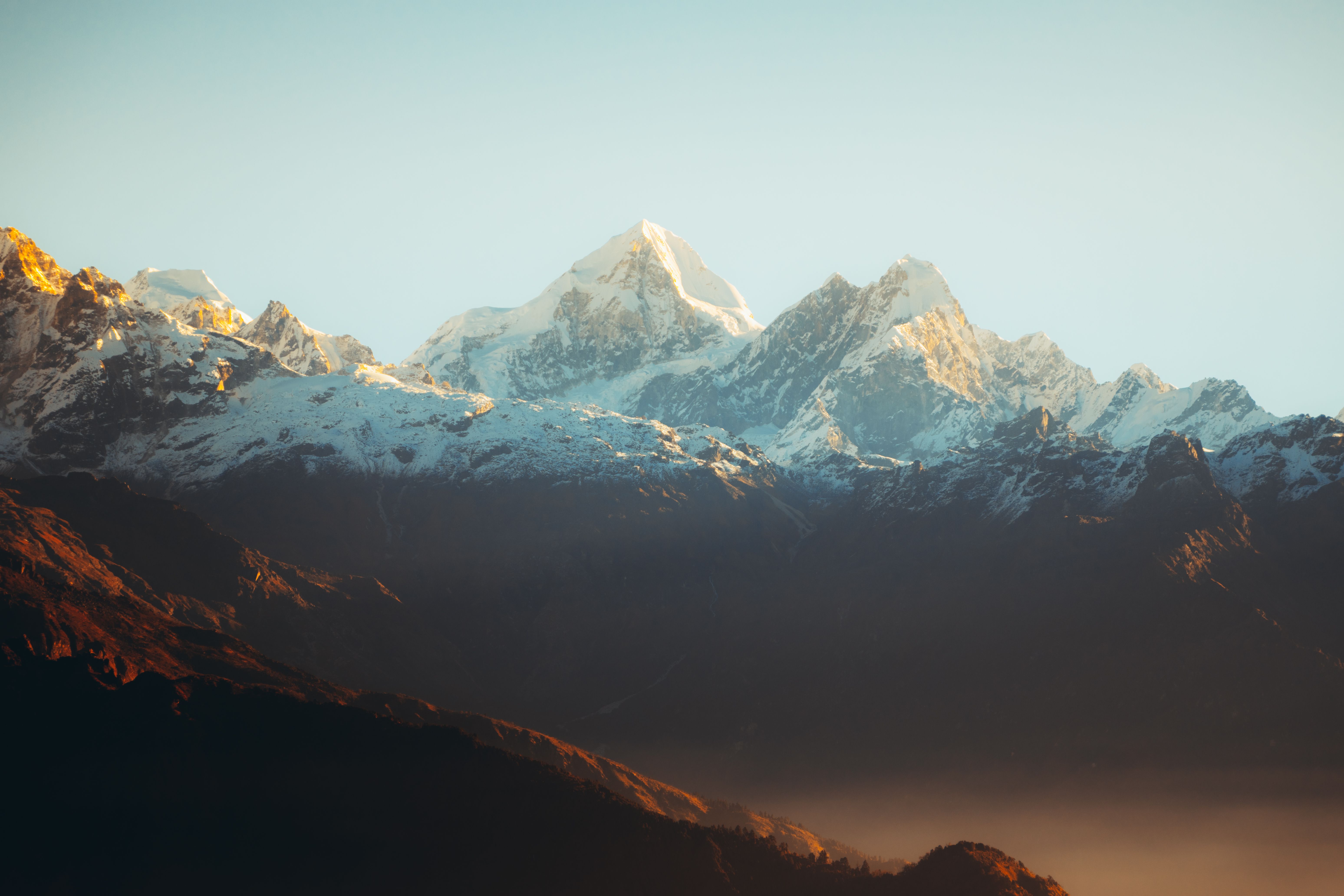 Majestic Himalayan Peaks at Golden Hour in Nepal · Free Stock Photo