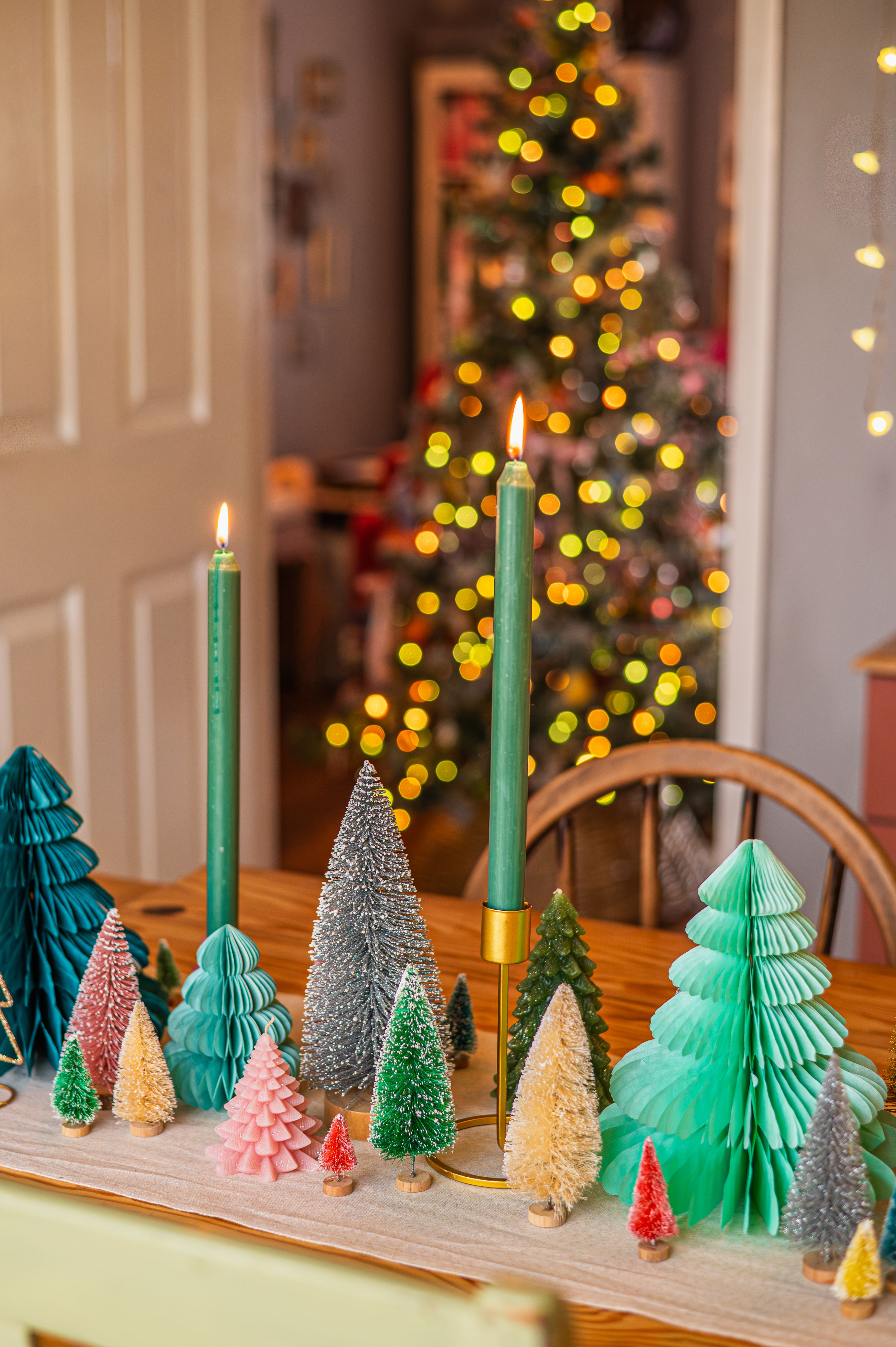 Festive Christmas Tablescape with Decor Trees · Free Stock Photo