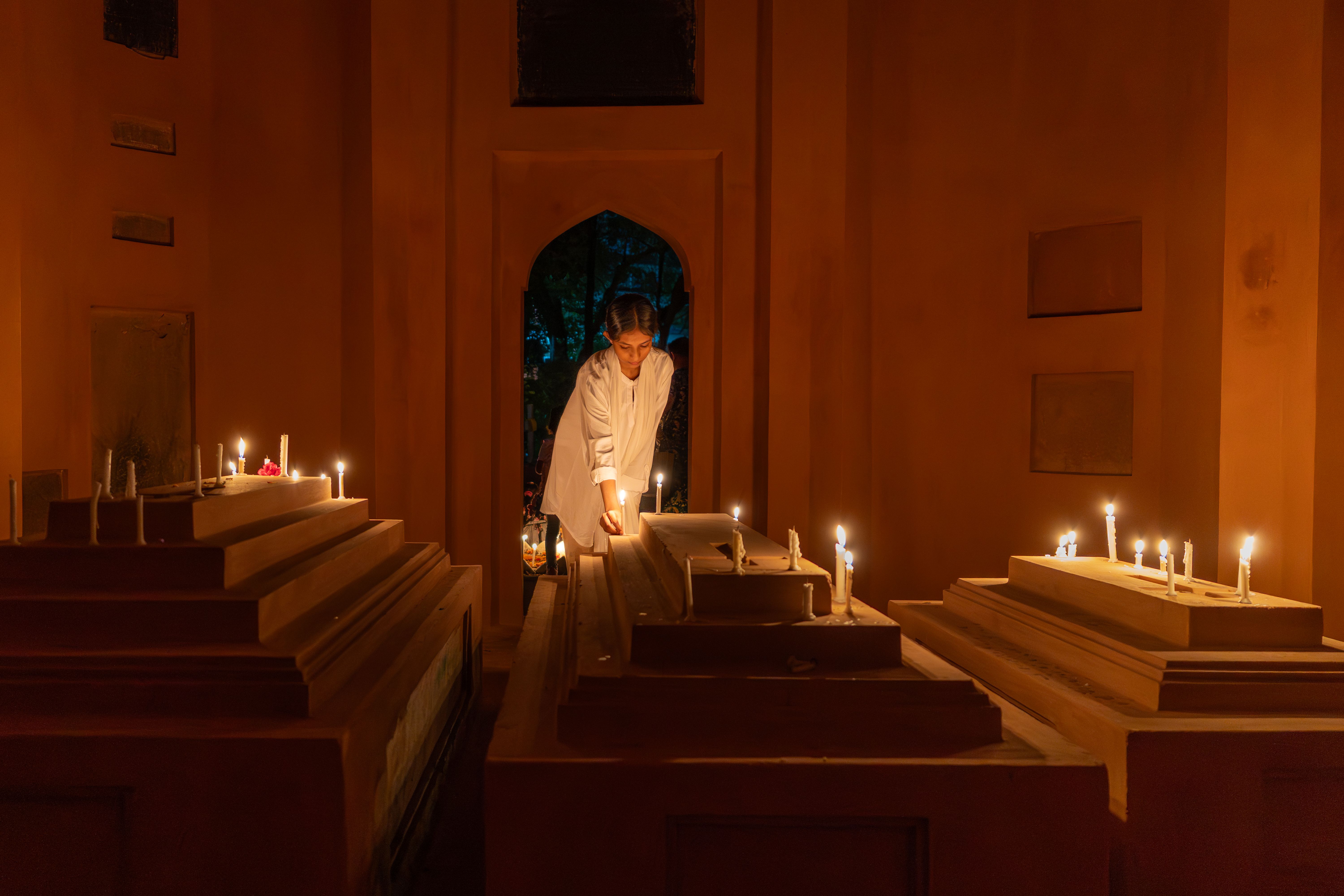 Candlelit Vigil in Sacred Space · Free Stock Photo