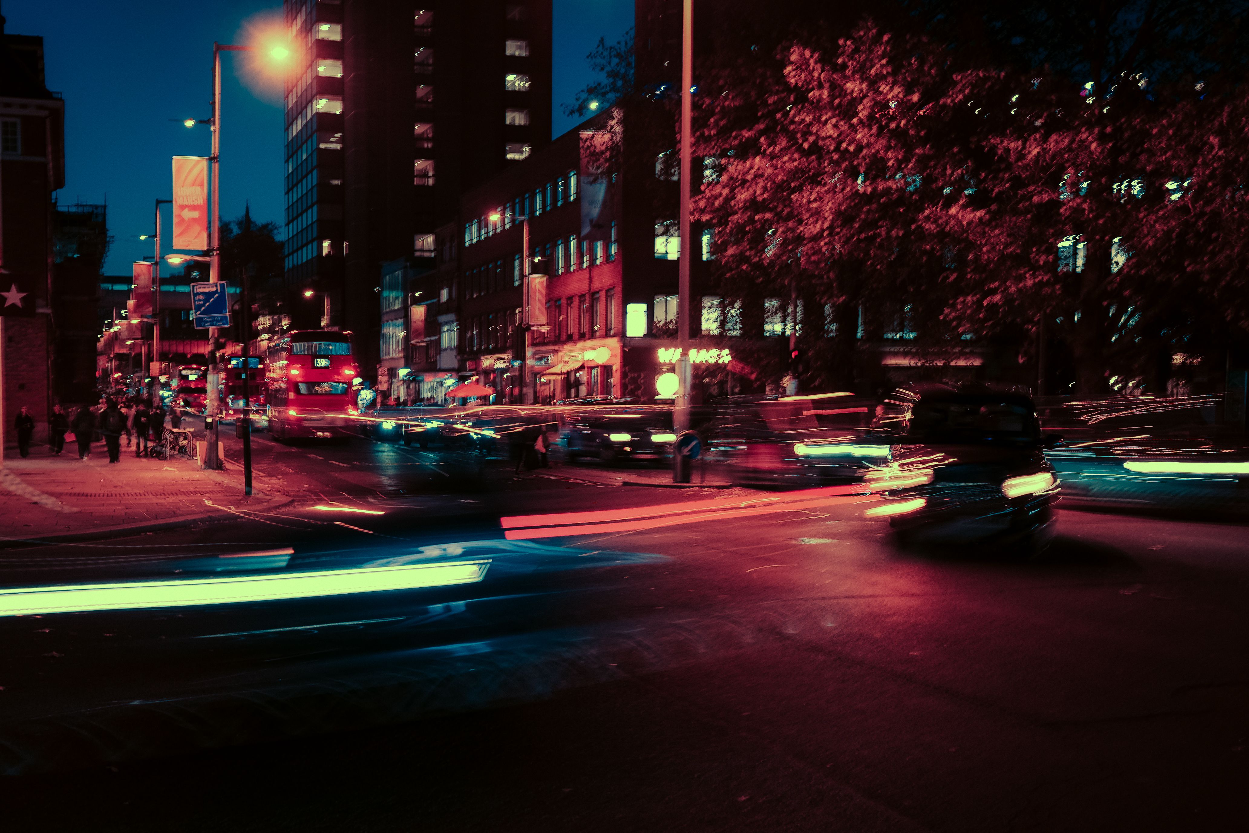 Vibrant Night Street Scene in London · Free Stock Photo