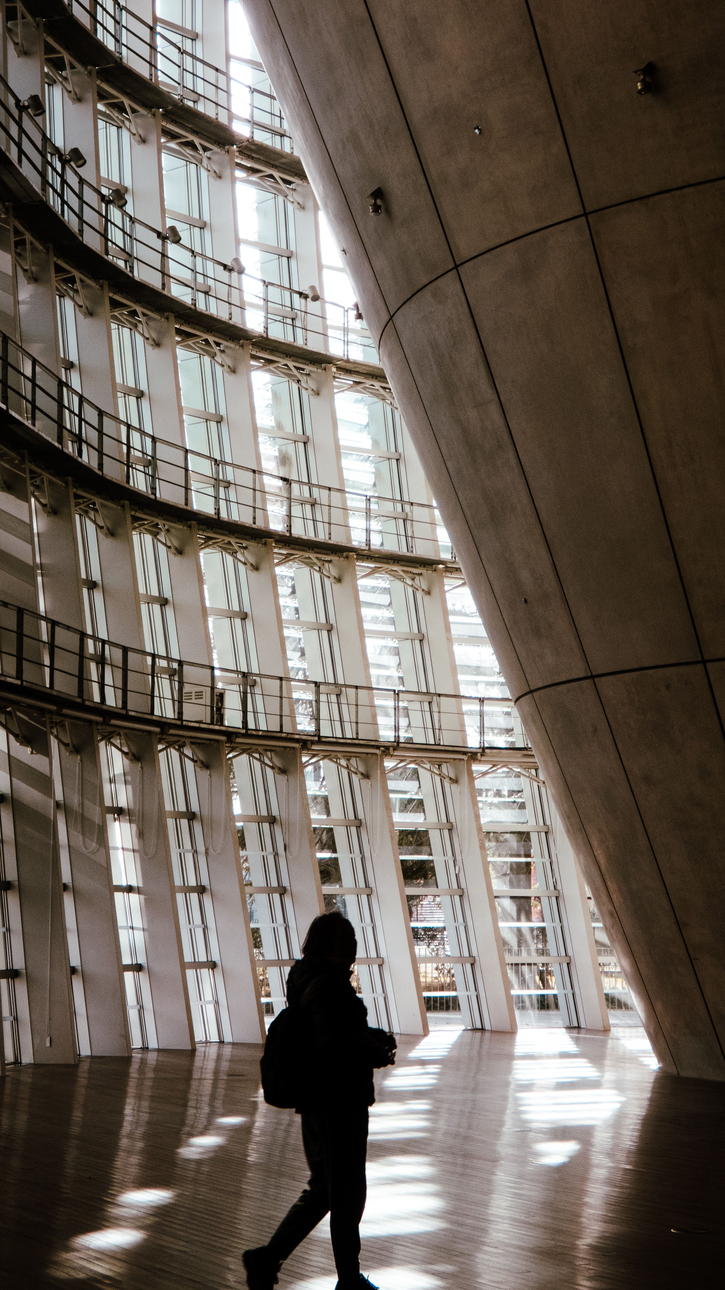 Modern Architecture Interior with Silhouette of Person · Free Stock Photo