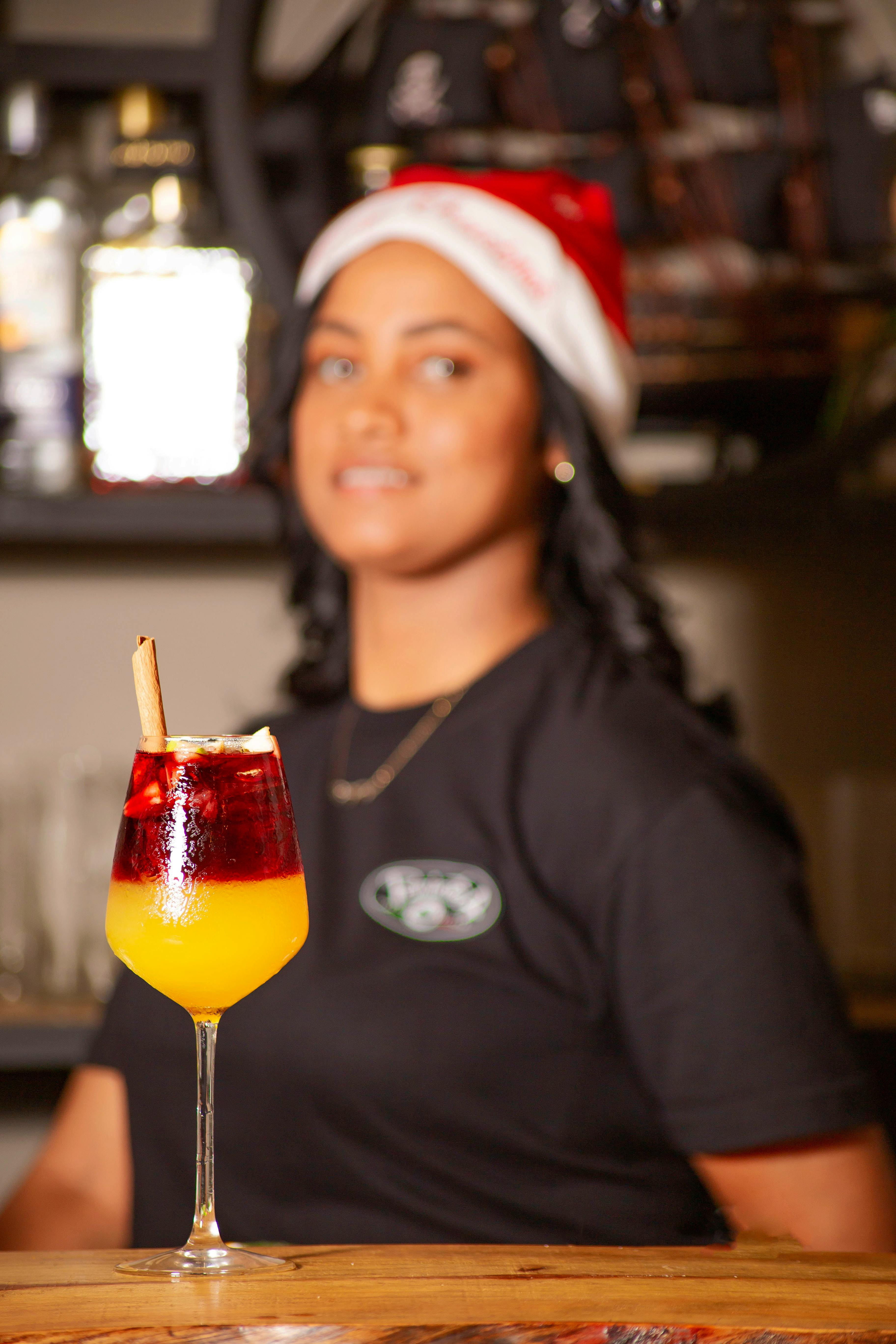 Festive Mocktail with Santa Hat in Puerto Plata · Free Stock Photo