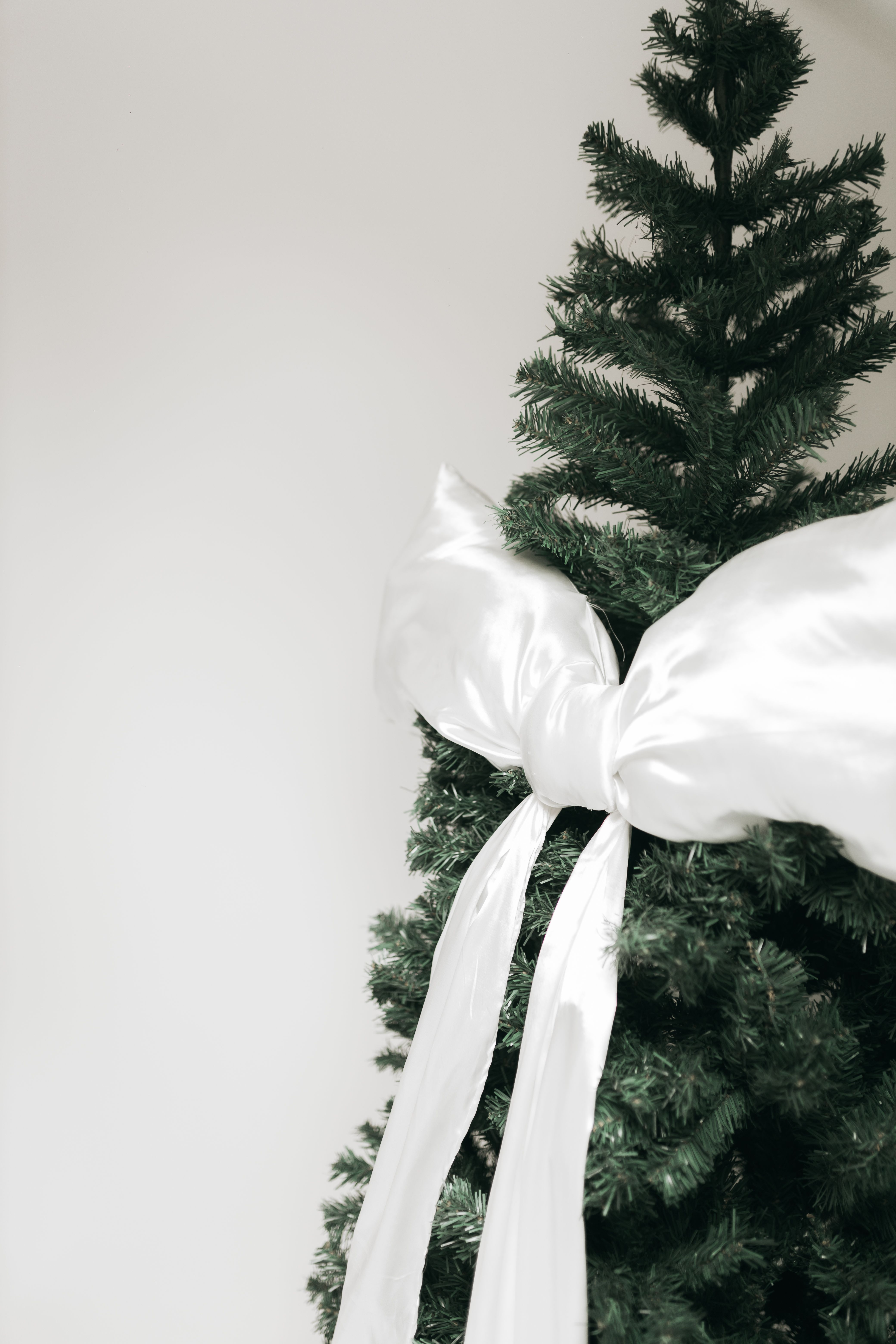 Elegant Christmas Tree with White Satin Bow · Free Stock Photo