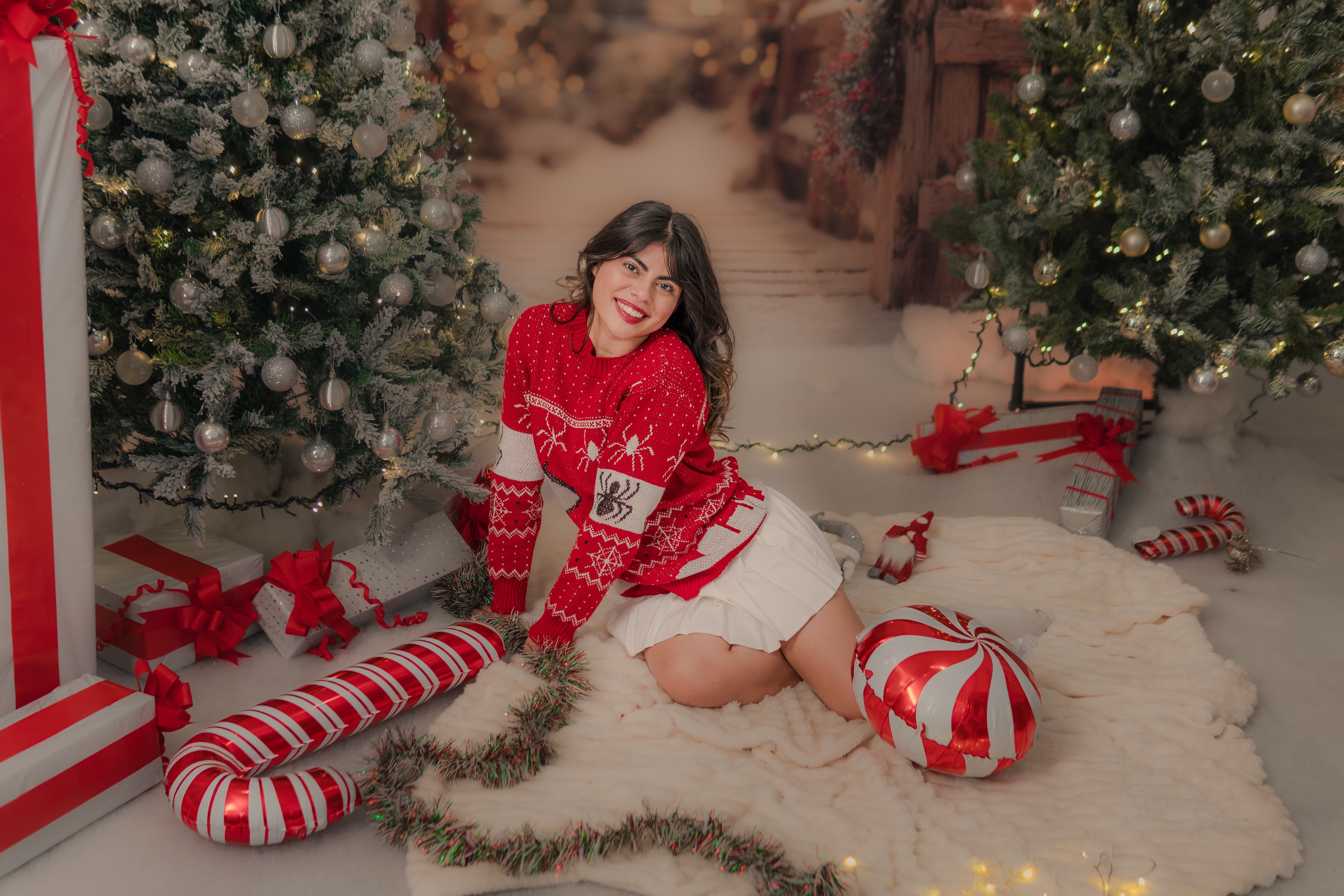 Festive Christmas Portrait with Holiday Decor · Free Stock Photo