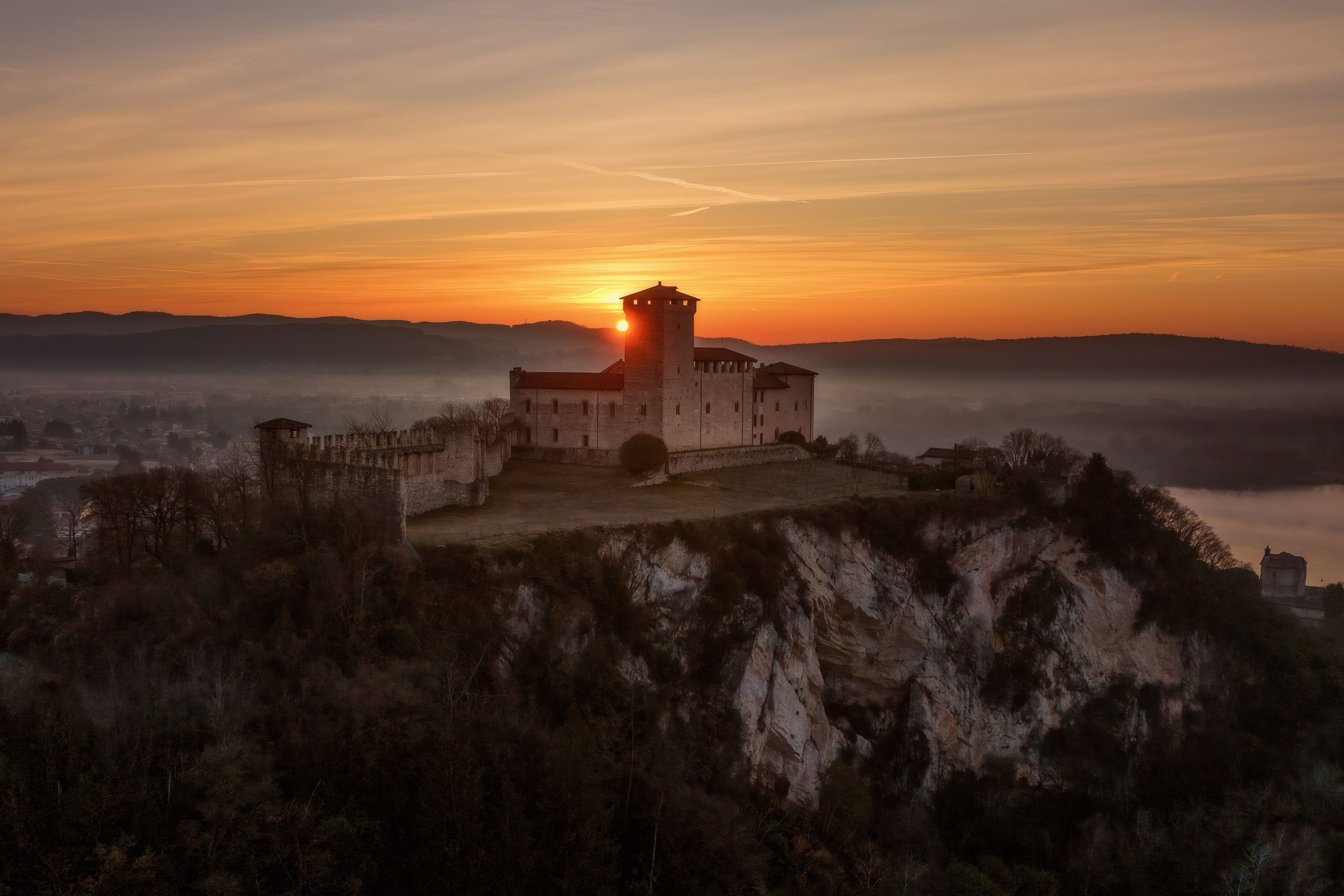 Historic Italian castle at sunset in Angera · Free Stock Photo