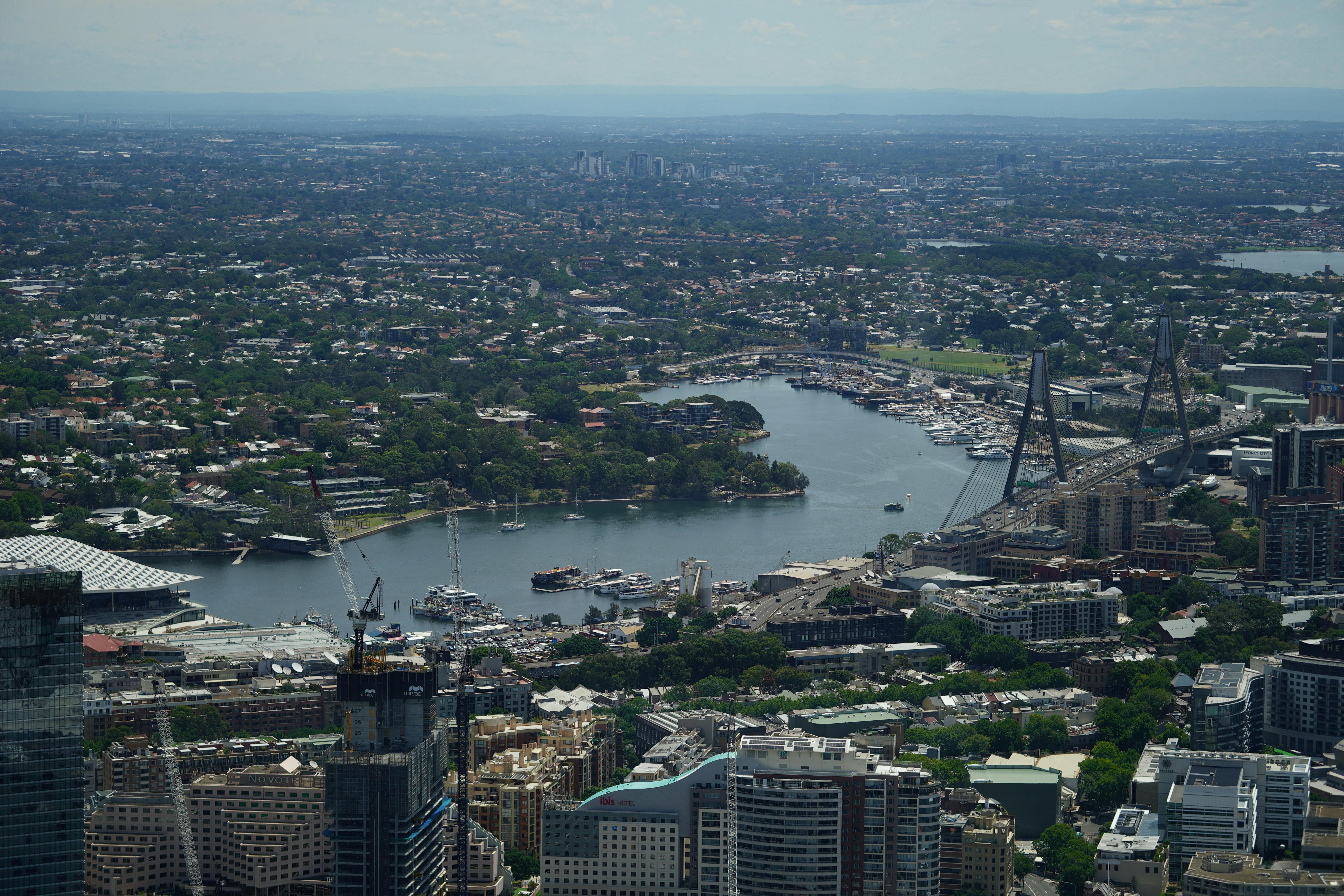 Aerial View of Sydney with Anzac Bridge · Free Stock Photo