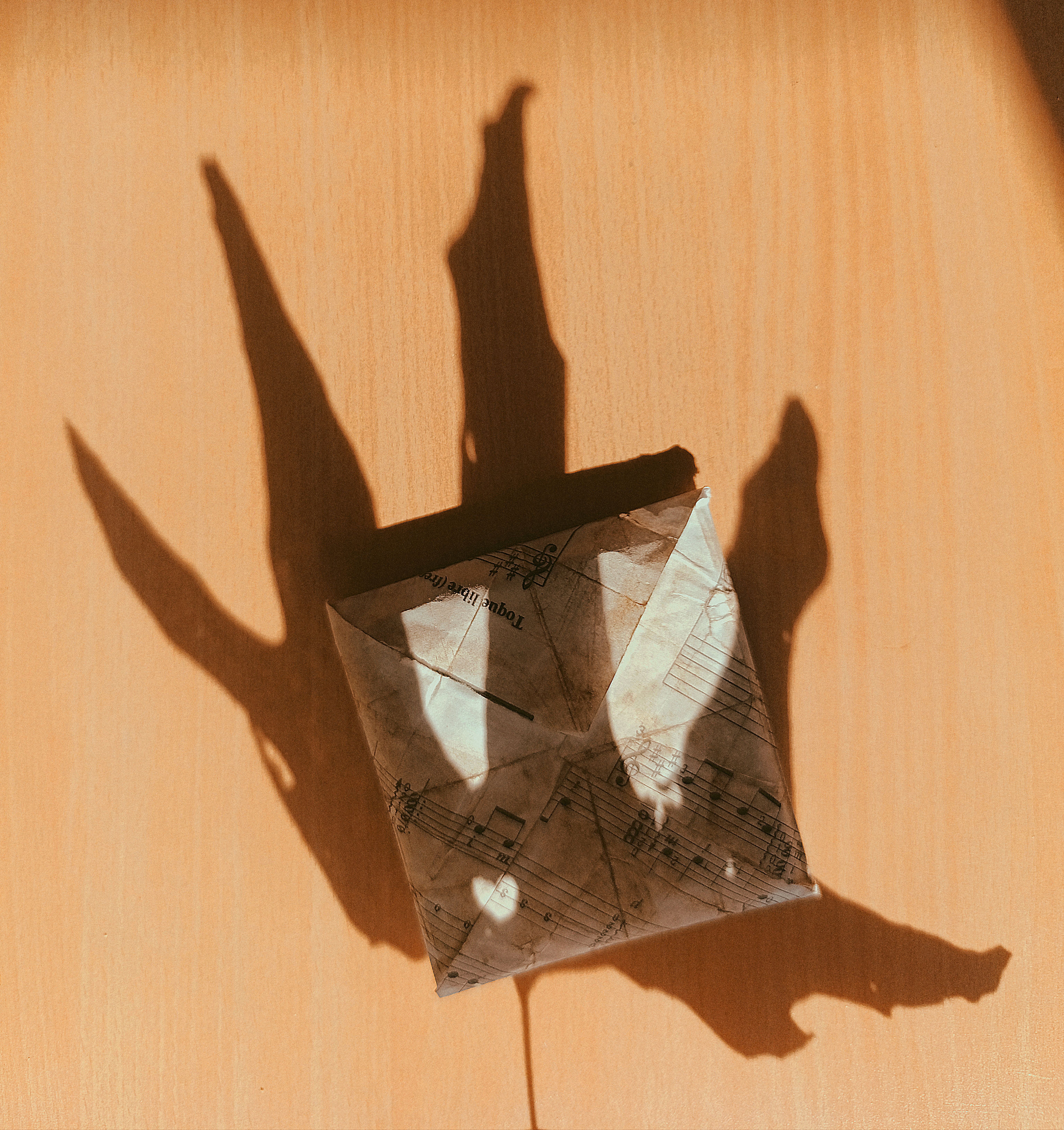Origami with Music Sheets and Artistic Shadow · Free Stock Photo