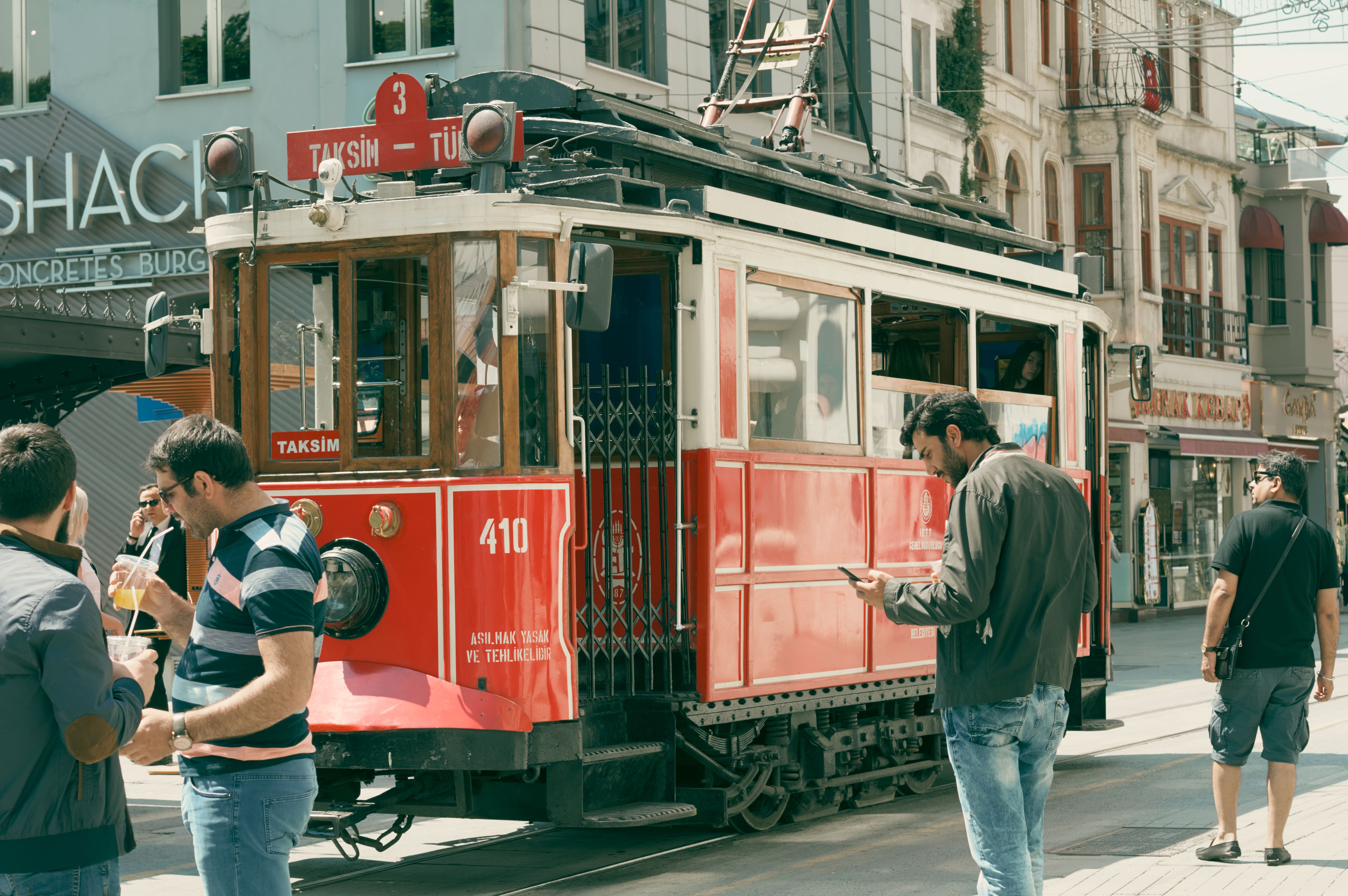 Iconic Red Tram on Istiklal Street in Istanbul · Free Stock Photo