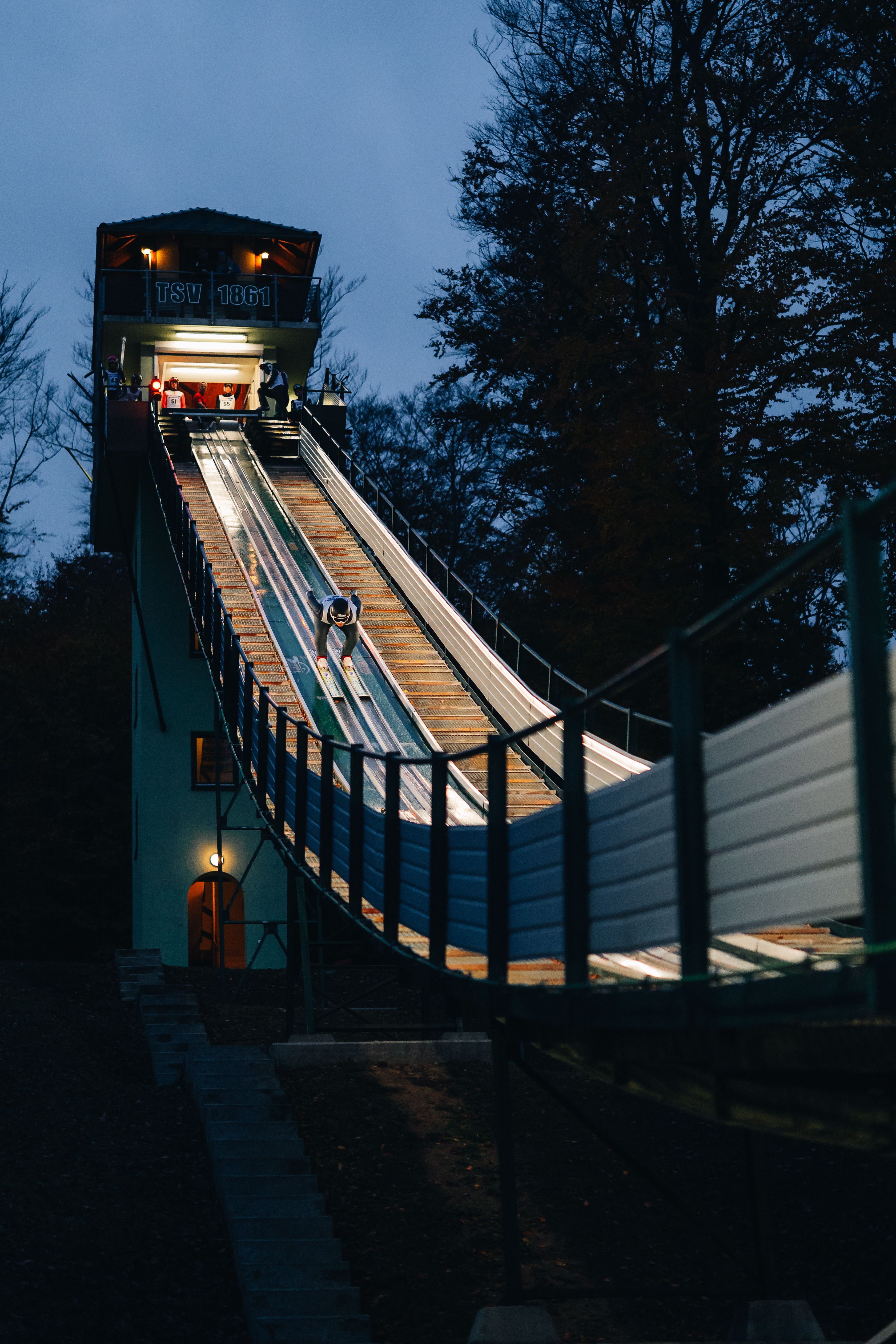 Night Ski Jumping at Leutersdorf Germany · Free Stock Photo