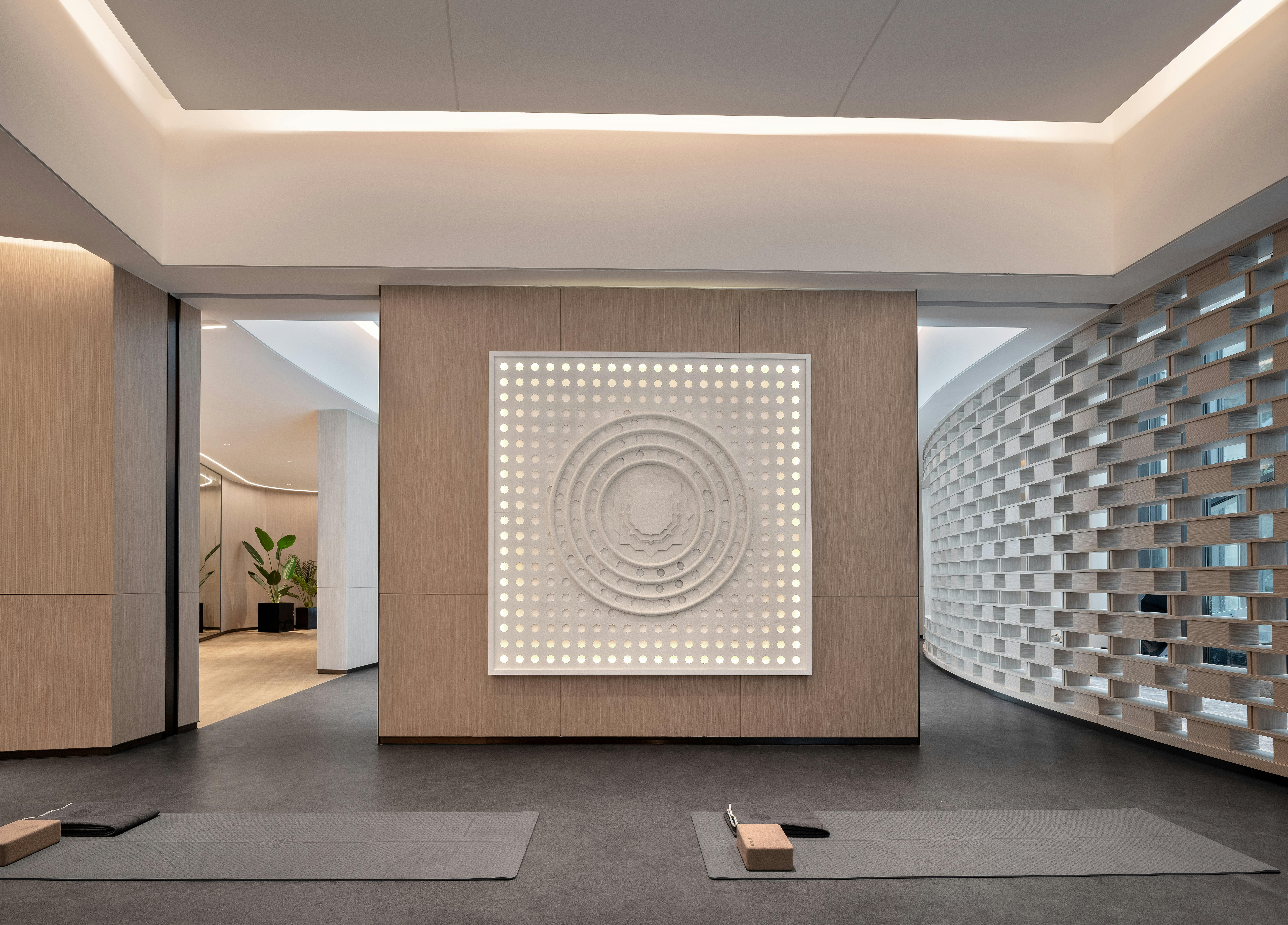 Modern Yoga Studio Interior with Art Installation · Free Stock Photo