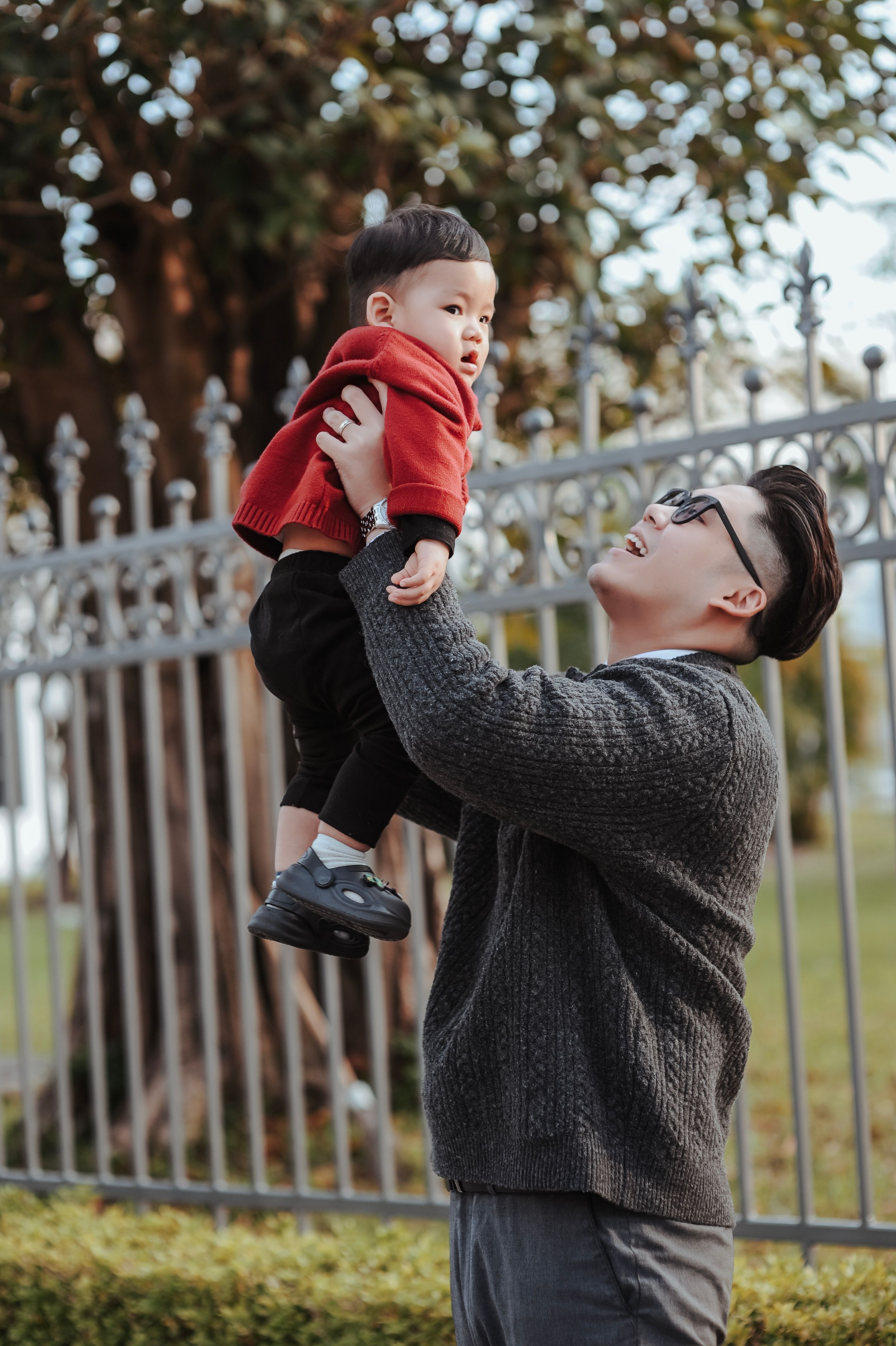 Father Lifting Child in Park on Sunny Day · Free Stock Photo