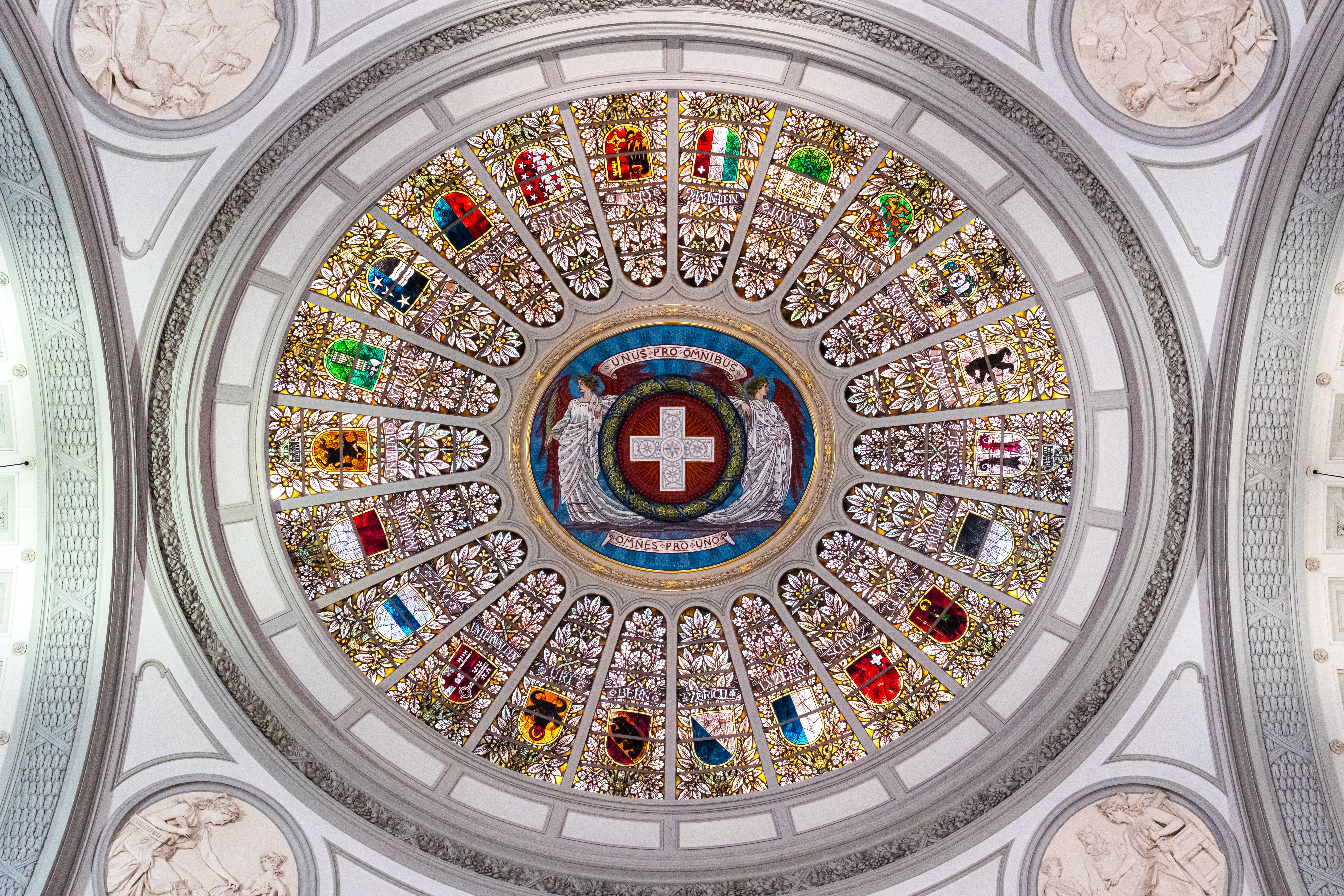 Stained Glass Dome in Swiss Parliament Building · Free Stock Photo