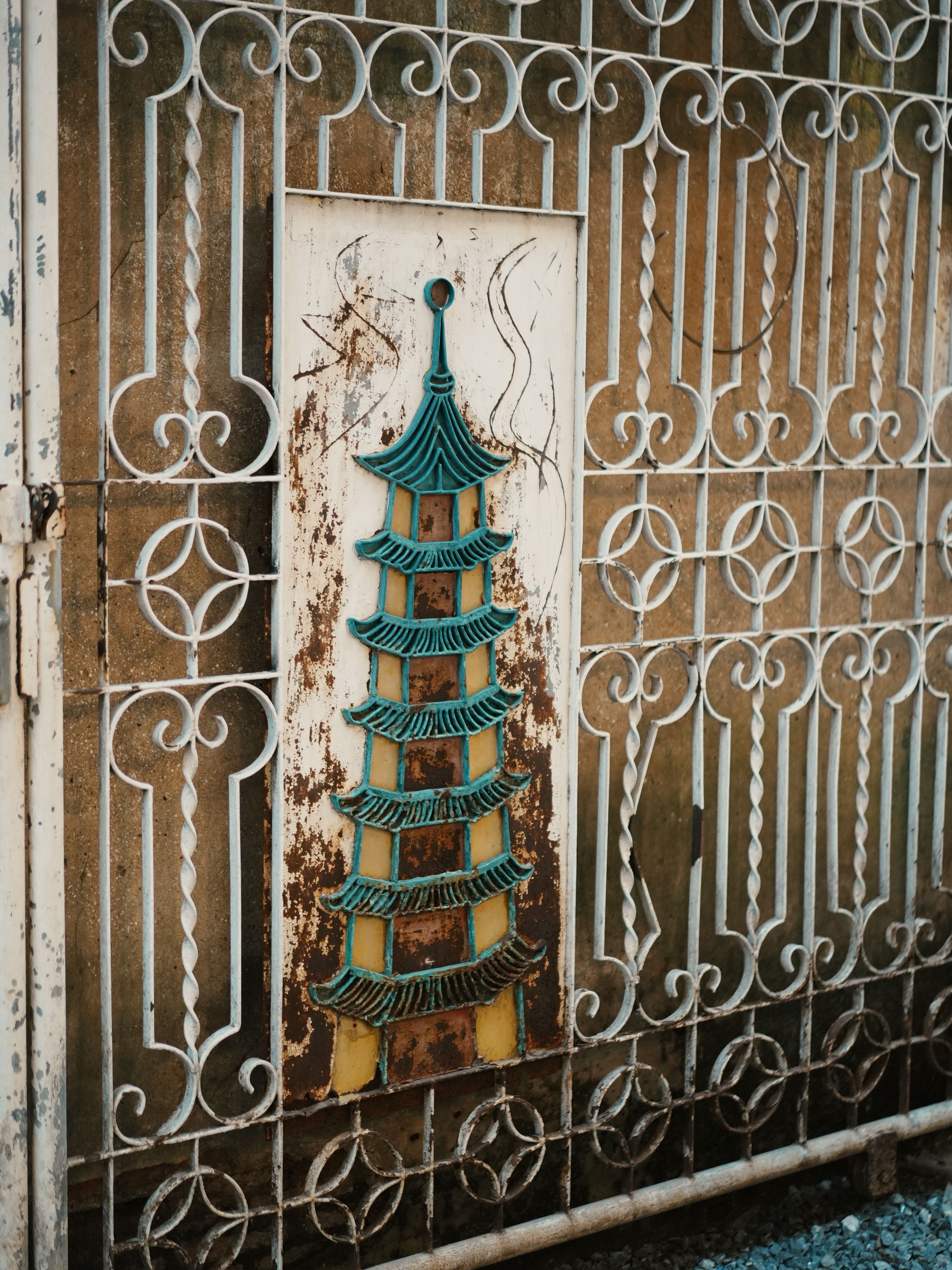 Rustic Decorated Gate with Pagoda Art · Free Stock Photo