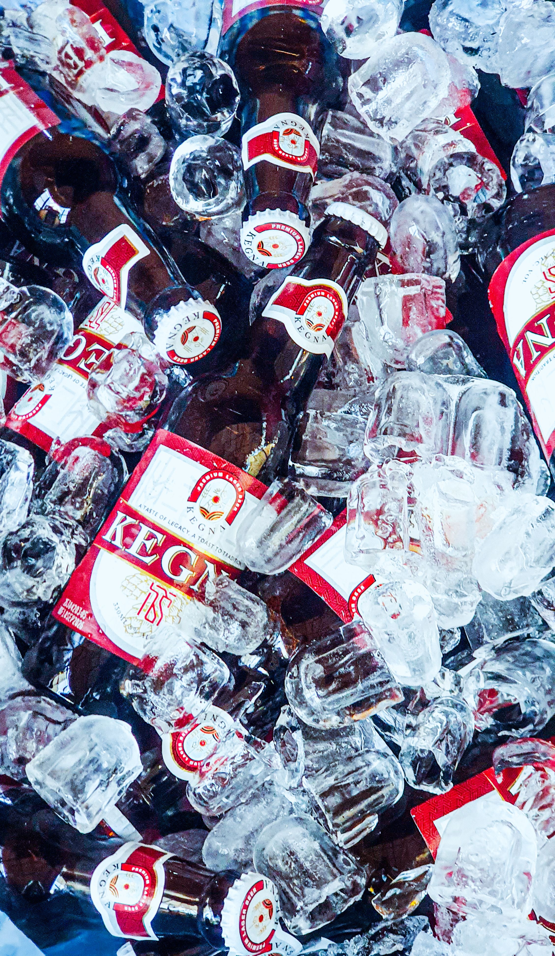 Chilled Beer Bottles on Ice for Refreshment · Free Stock Photo