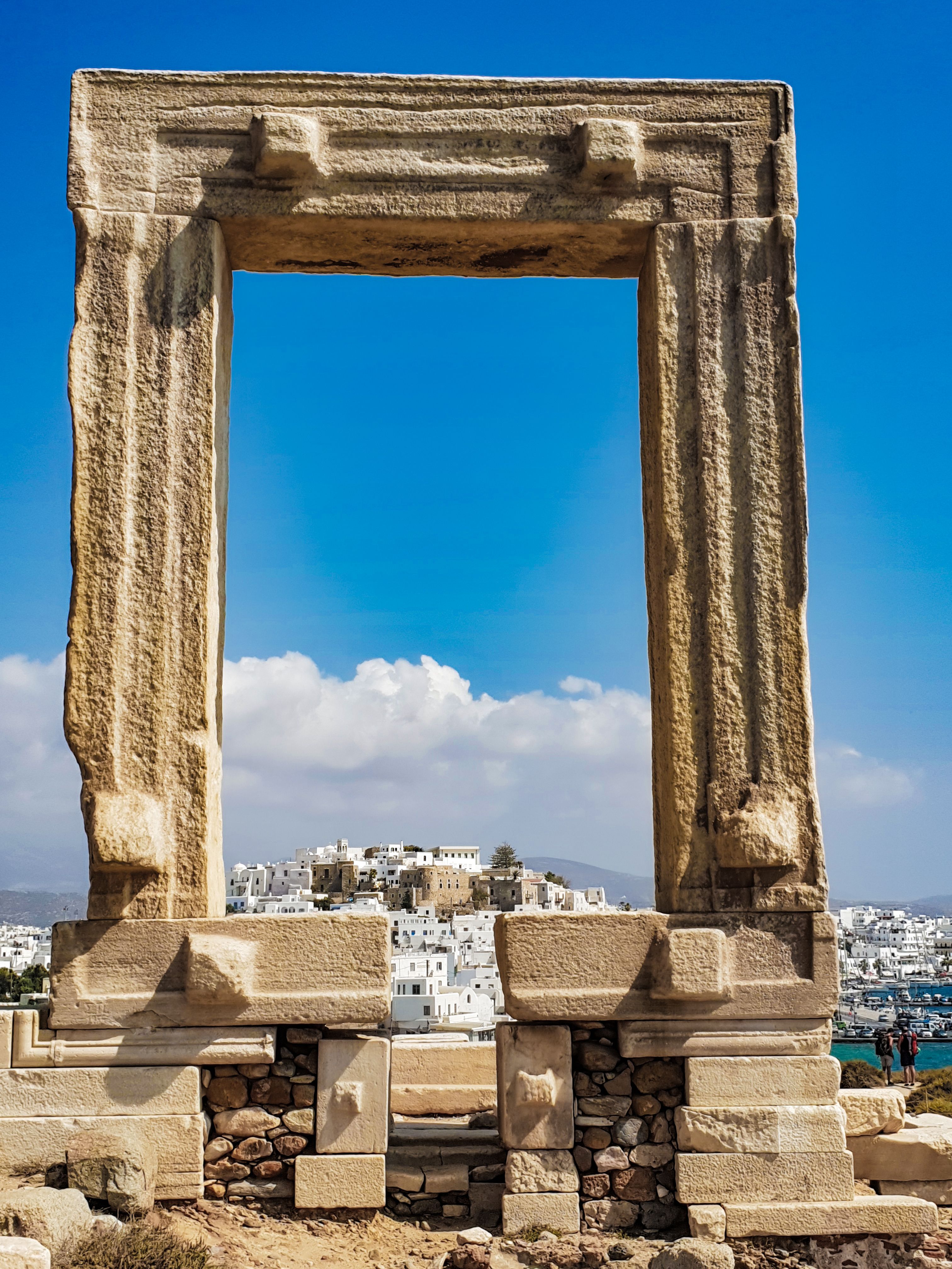 Naxos Portara with Town View, Greece · Free Stock Photo