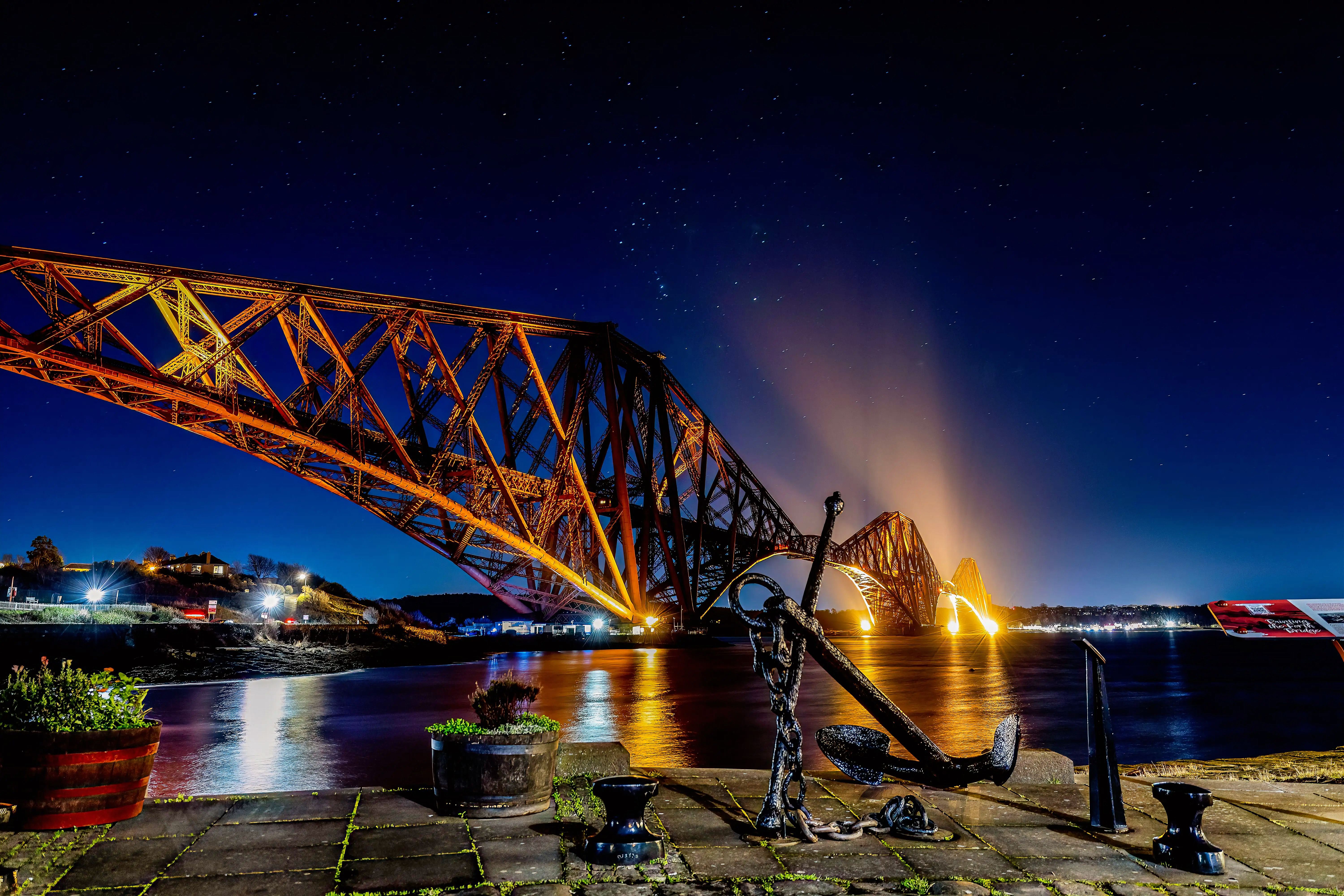 Stunning Night View of Forth Bridge in Scotland · Free Stock Photo