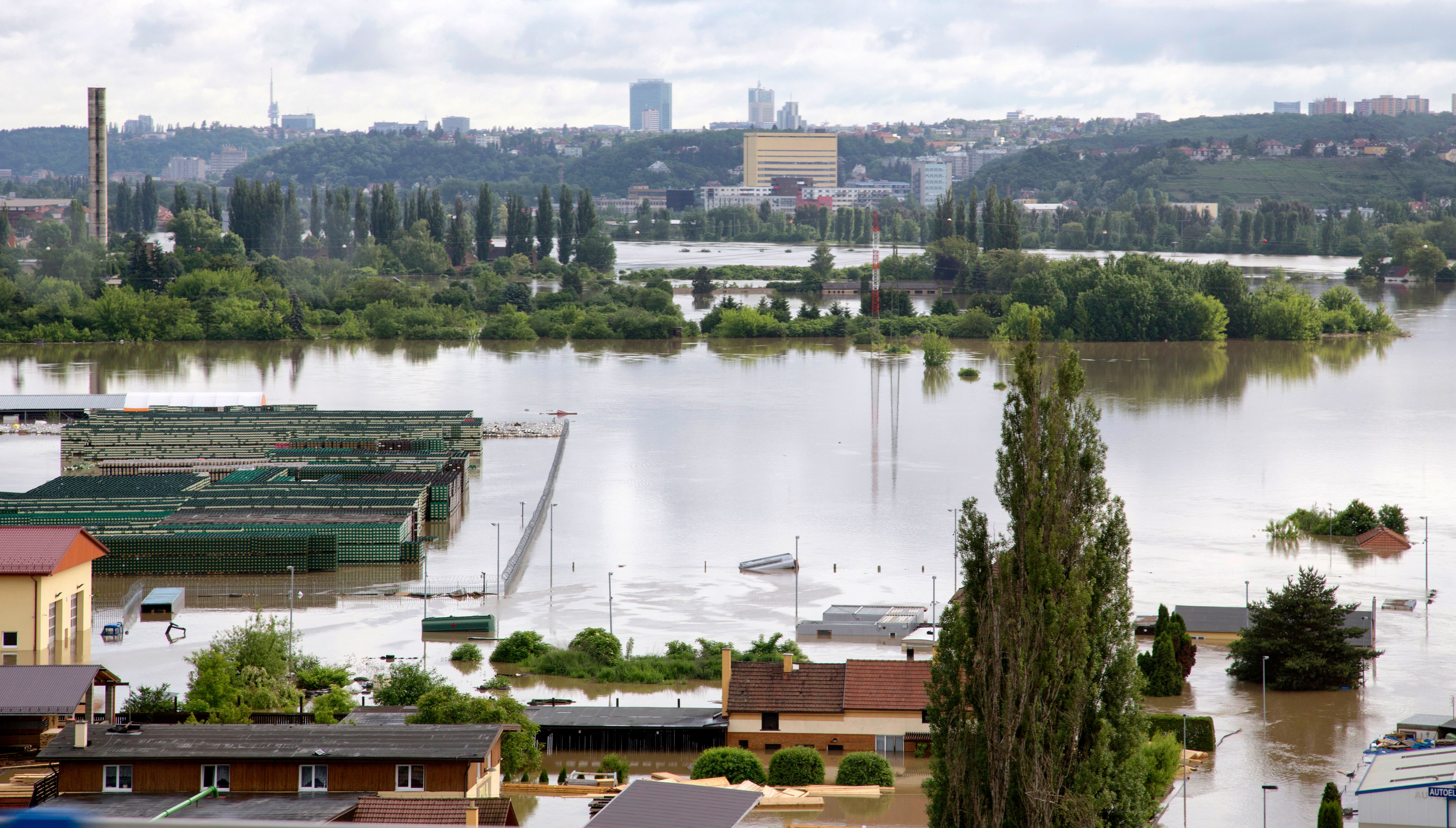 Aerial View of Flooded Urban Area with Buildings · Free Stock Photo