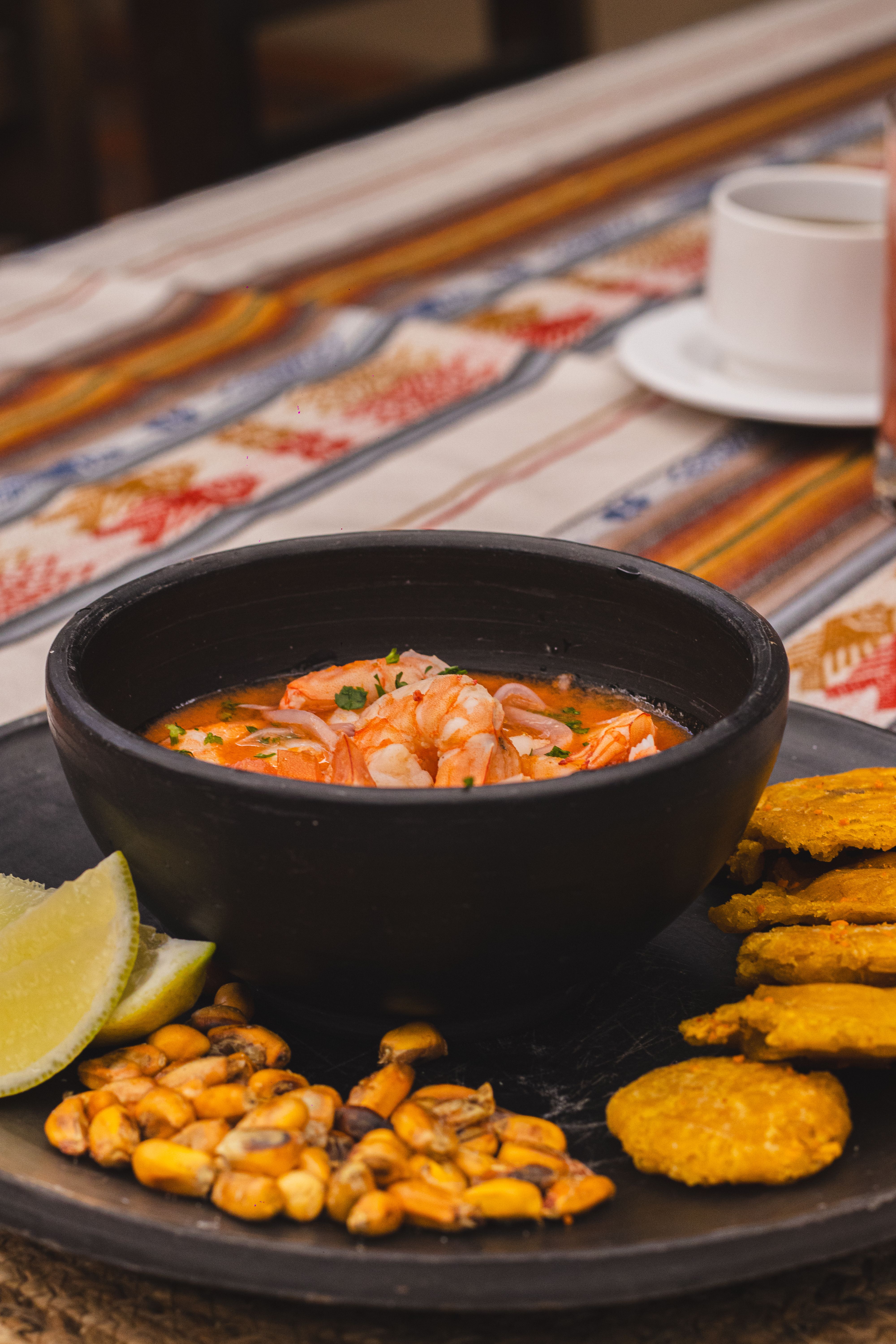 Traditional Shrimp Ceviche with Corn and Patacones · Free Stock Photo
