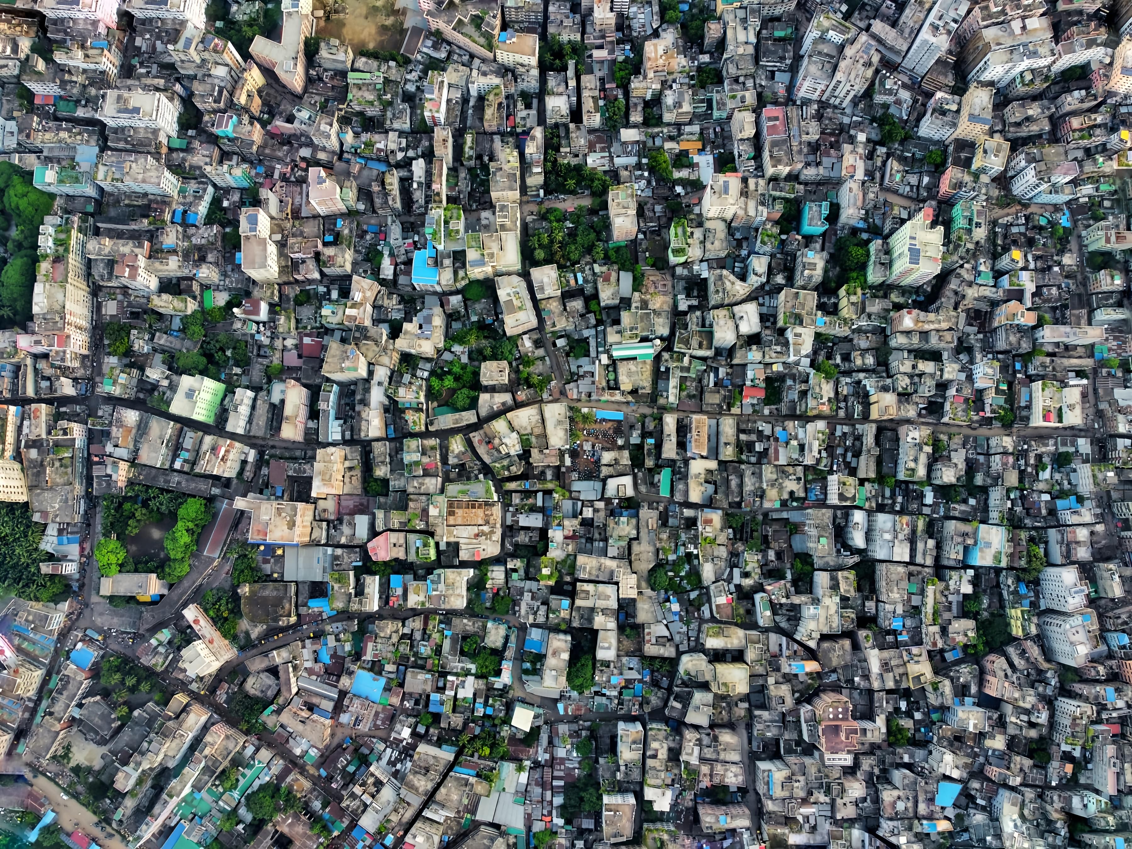 Aerial View of Urban City Landscape with Dense Buildings · Free Stock Photo
