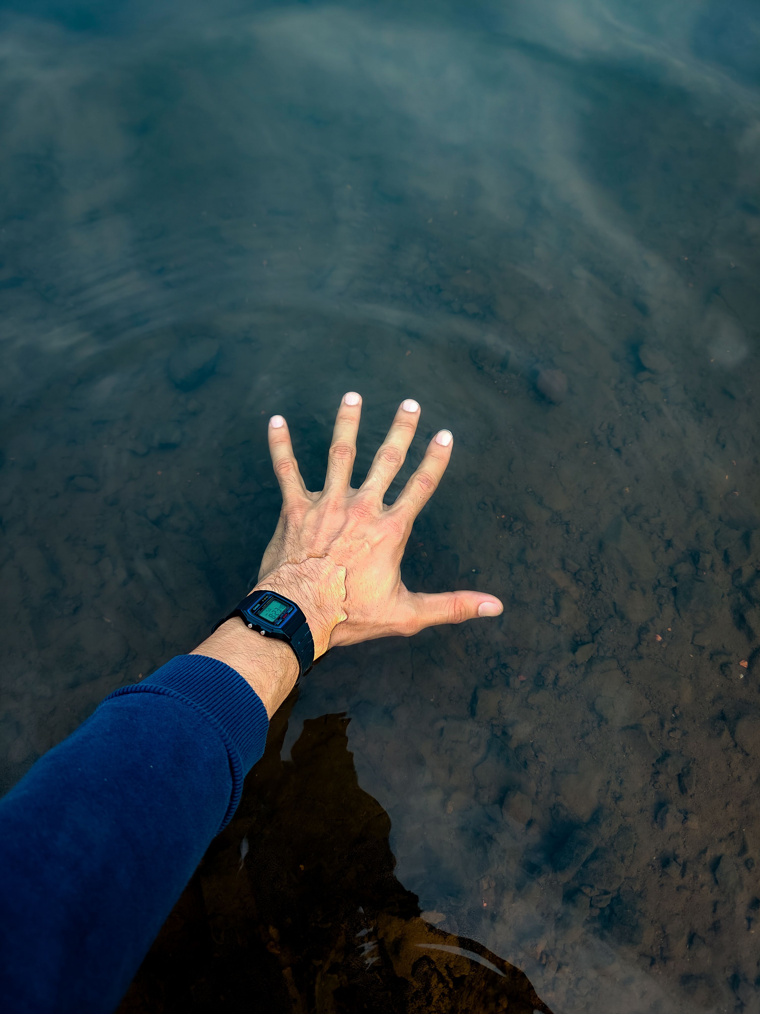 Reaching Hand in Clear Water by the Shore · Free Stock Photo
