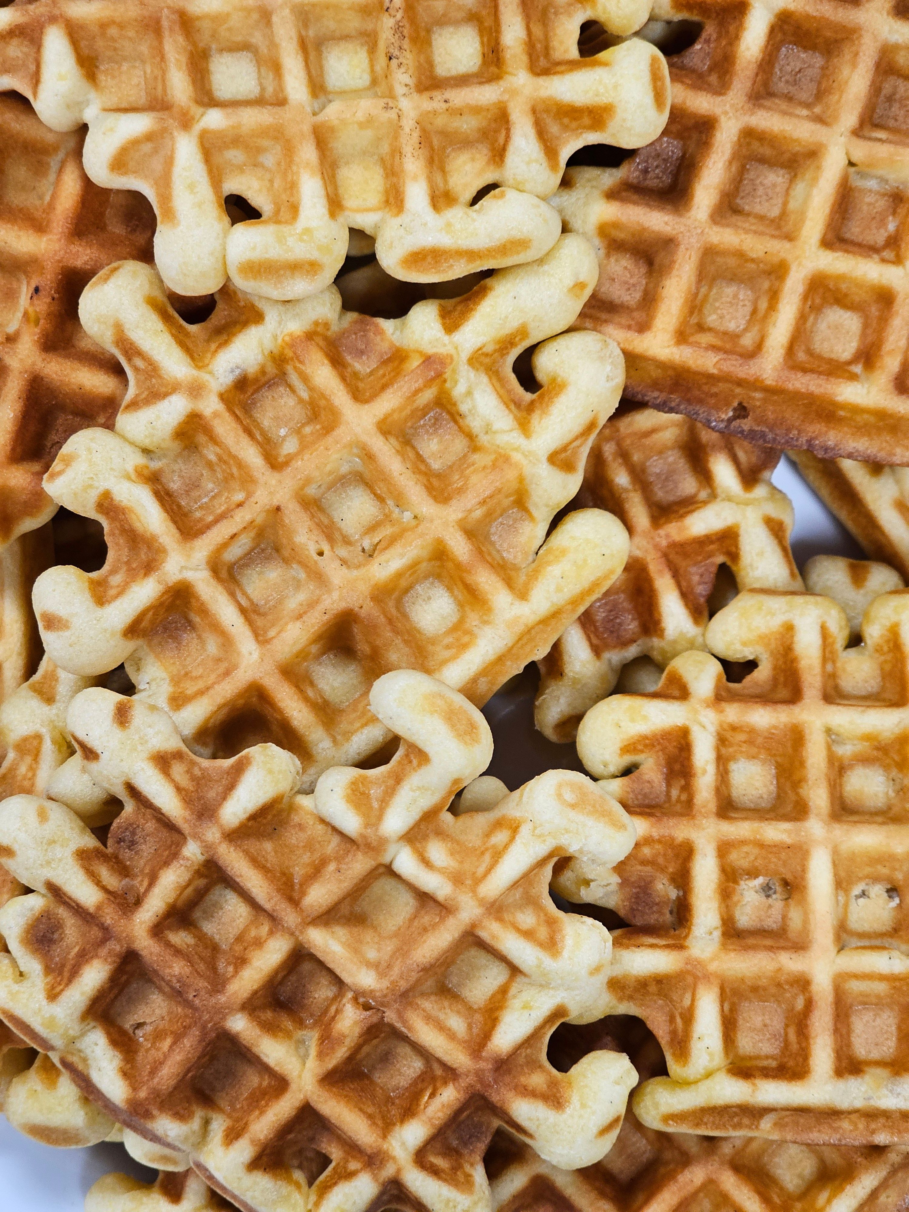 Close-Up of Delicious Homemade Waffles · Free Stock Photo