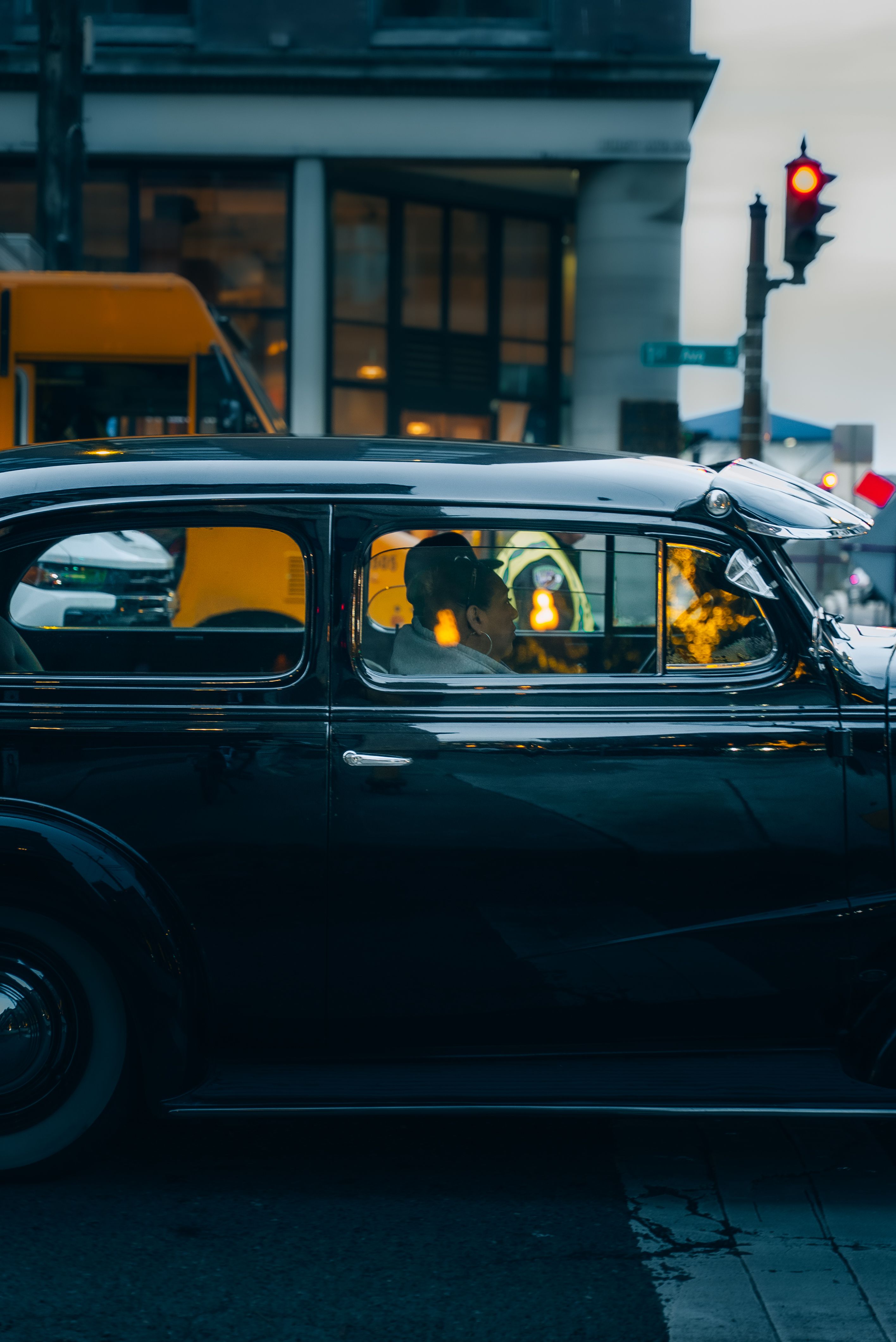 Classic Car on Seattle Street at Dusk · Free Stock Photo