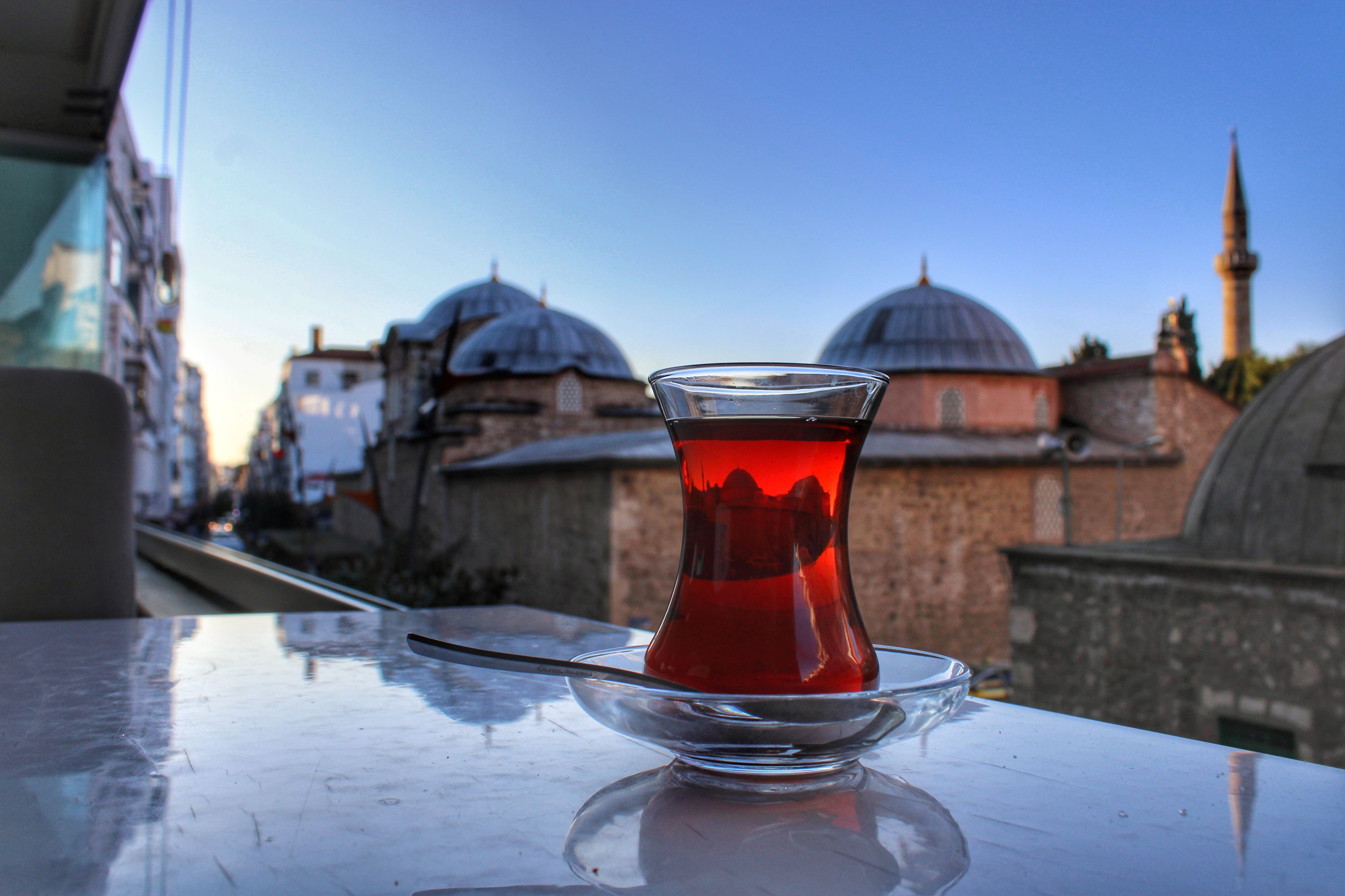Turkish Tea with Scenic Istanbul Mosque View · Free Stock Photo